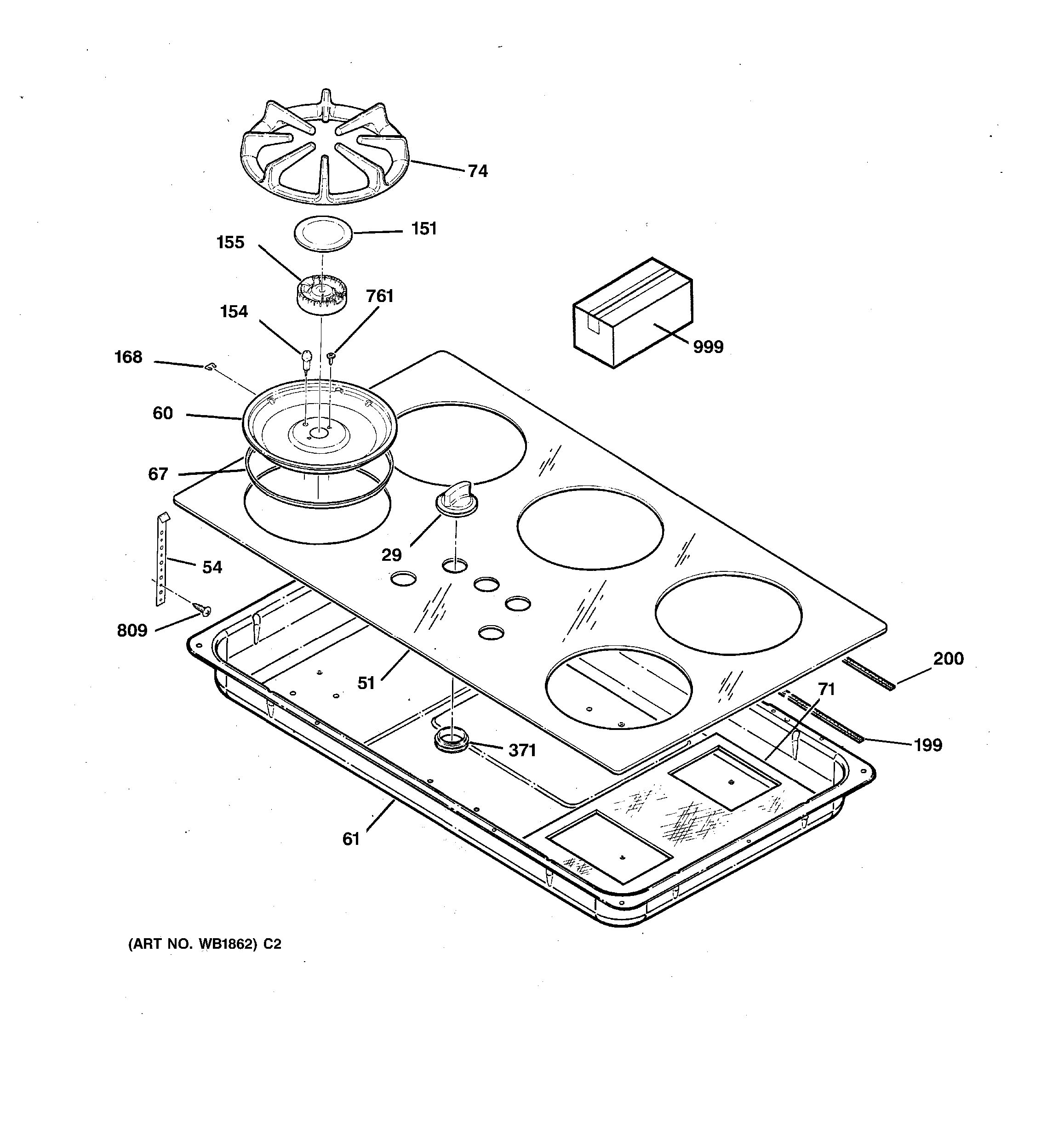 Assembly View for COOKTOP | JGP636WEV1WW