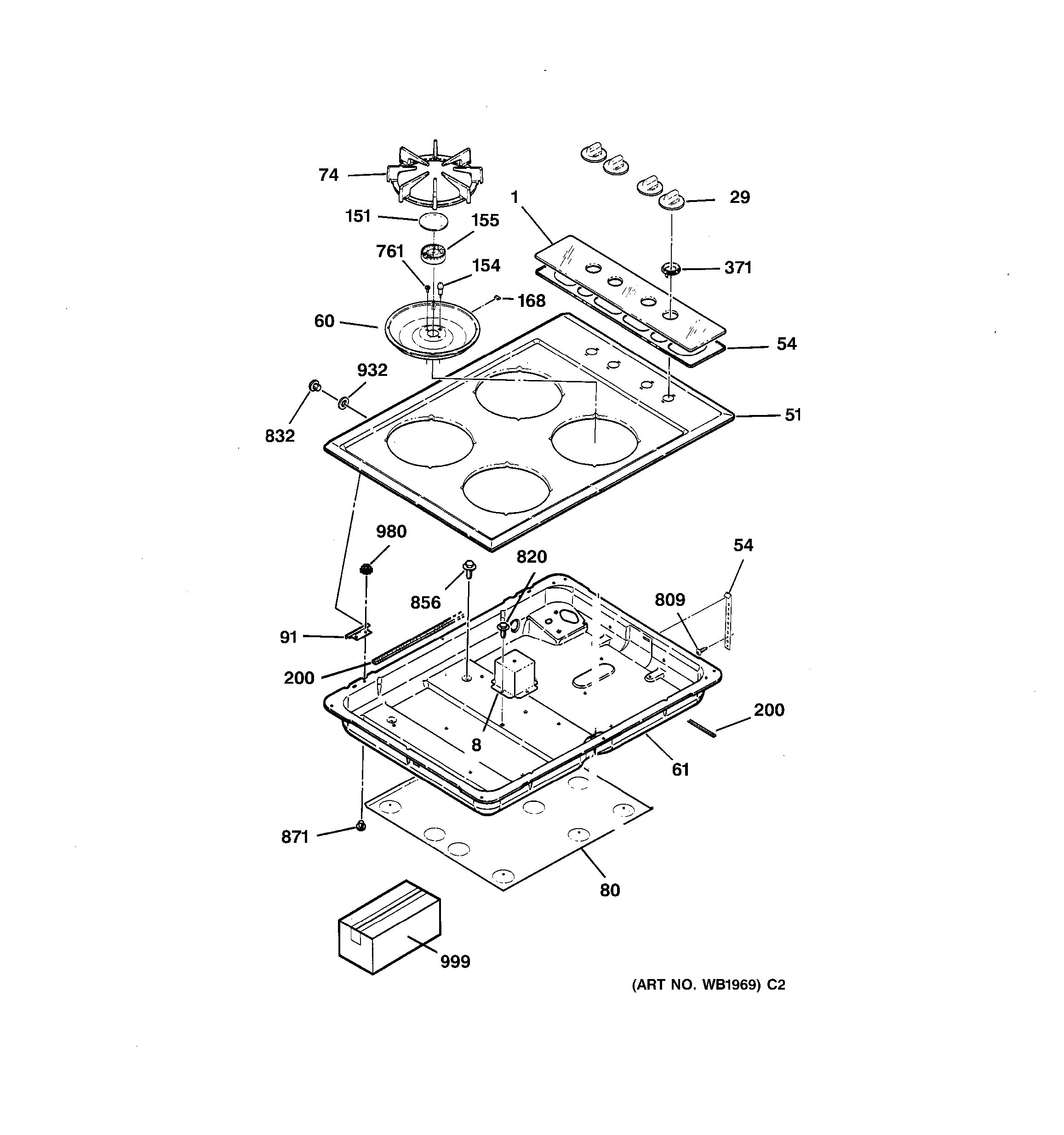 Assembly View for COOKTOP | JGP326BEV1BB