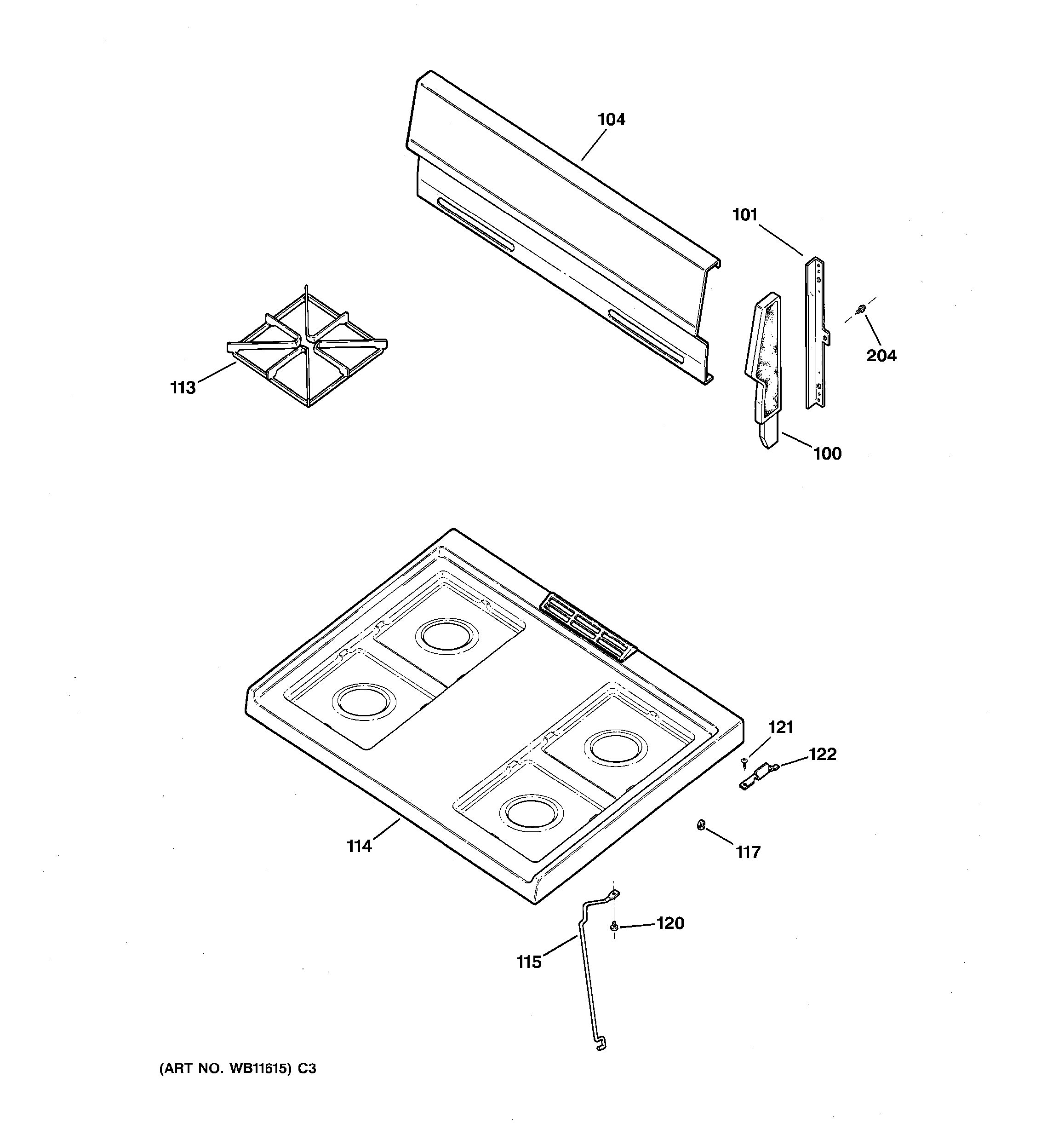 Assembly View for COOKTOP | JGBS04BPA1AD