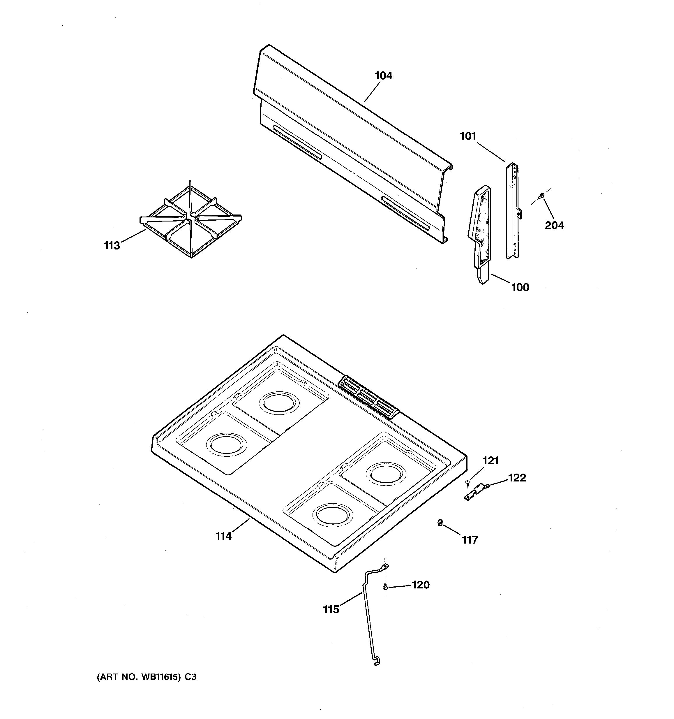 Assembly View for COOKTOP | JGBS07PEA2WW