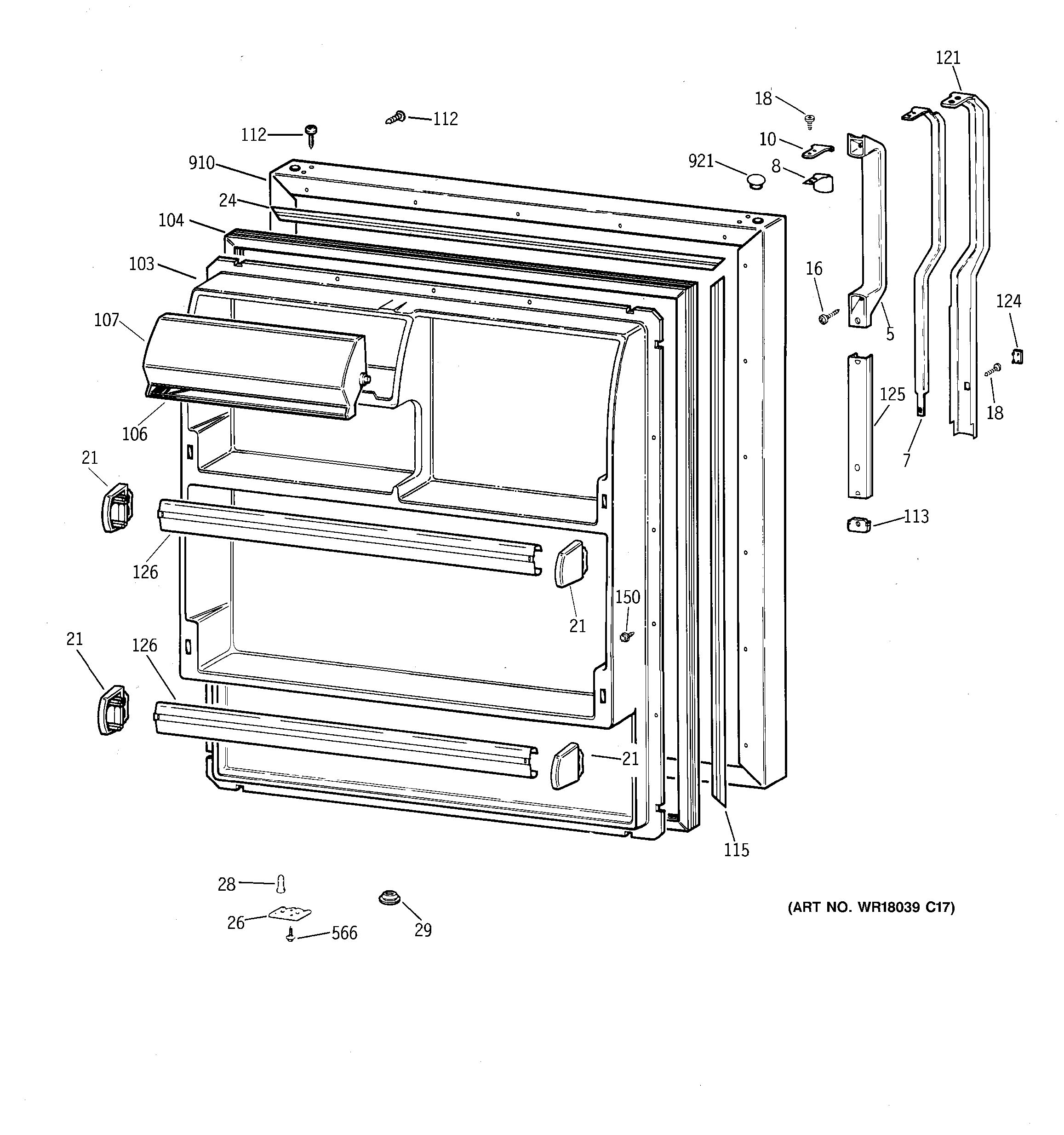 Assembly View for FRESH FOOD DOOR | CTX18GICARAA