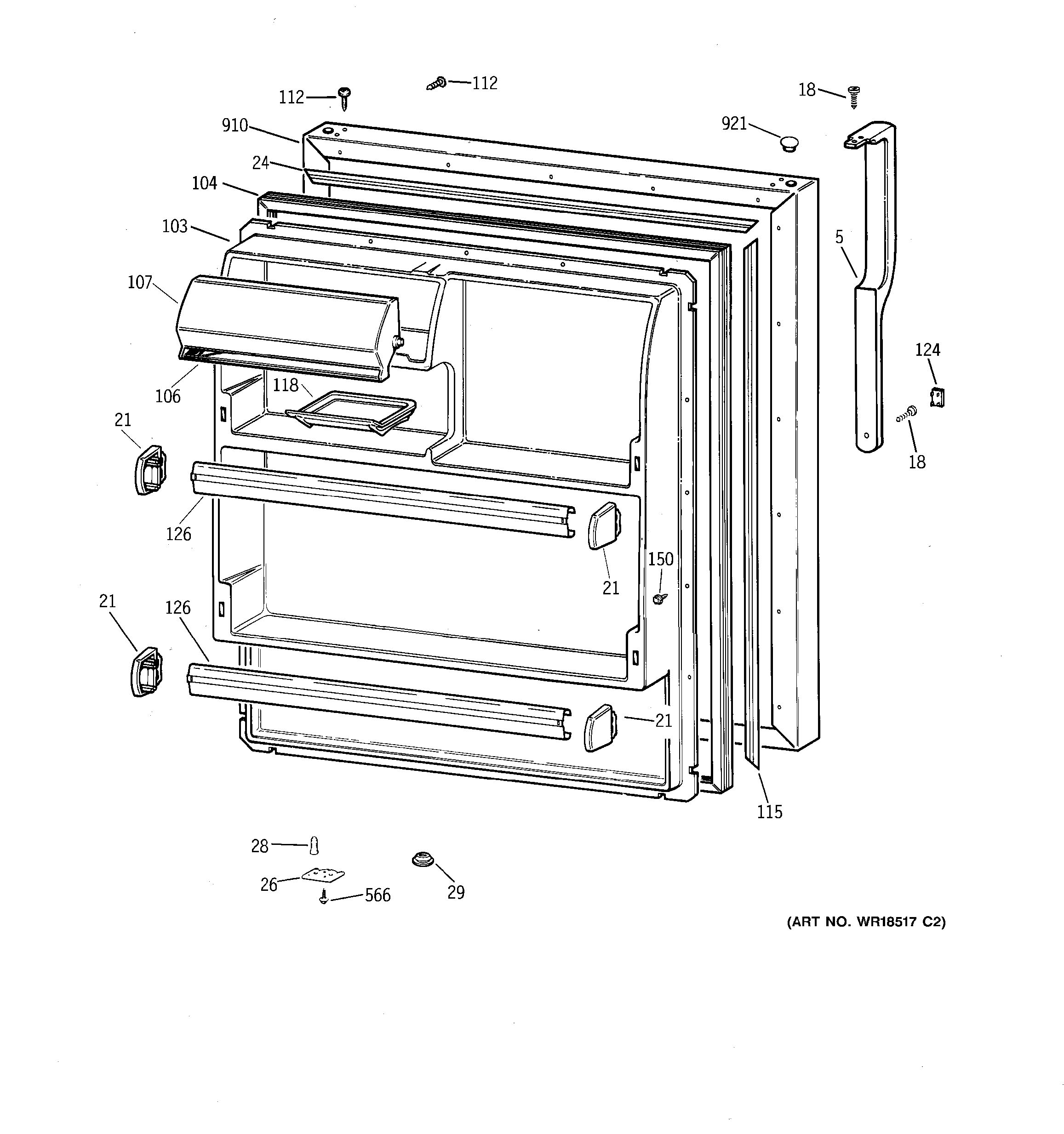 Assembly View for FRESH FOOD DOOR | TBX18SIBRLWW
