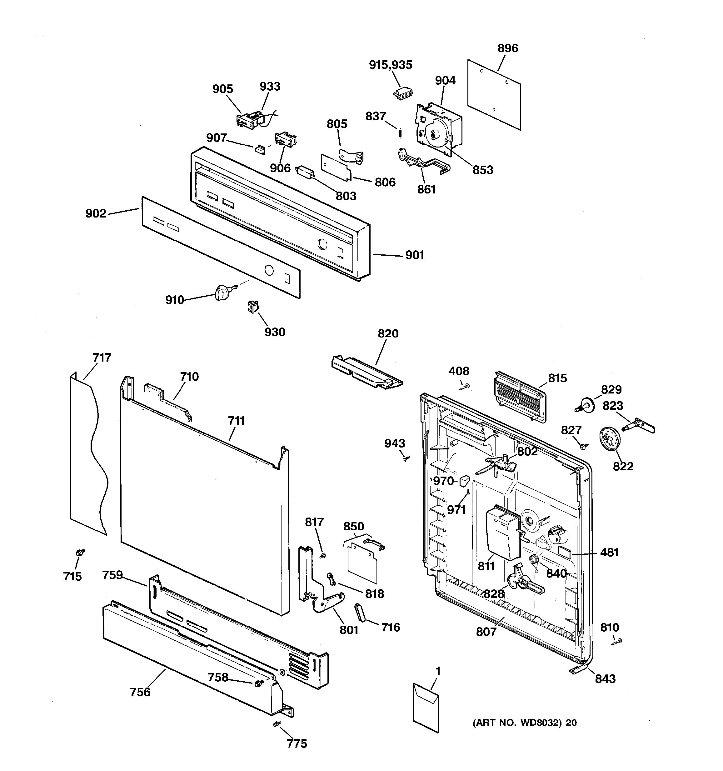 Assembly View for ESCUTCHEON & DOOR ASSEMBLY | GSD2635F00WW