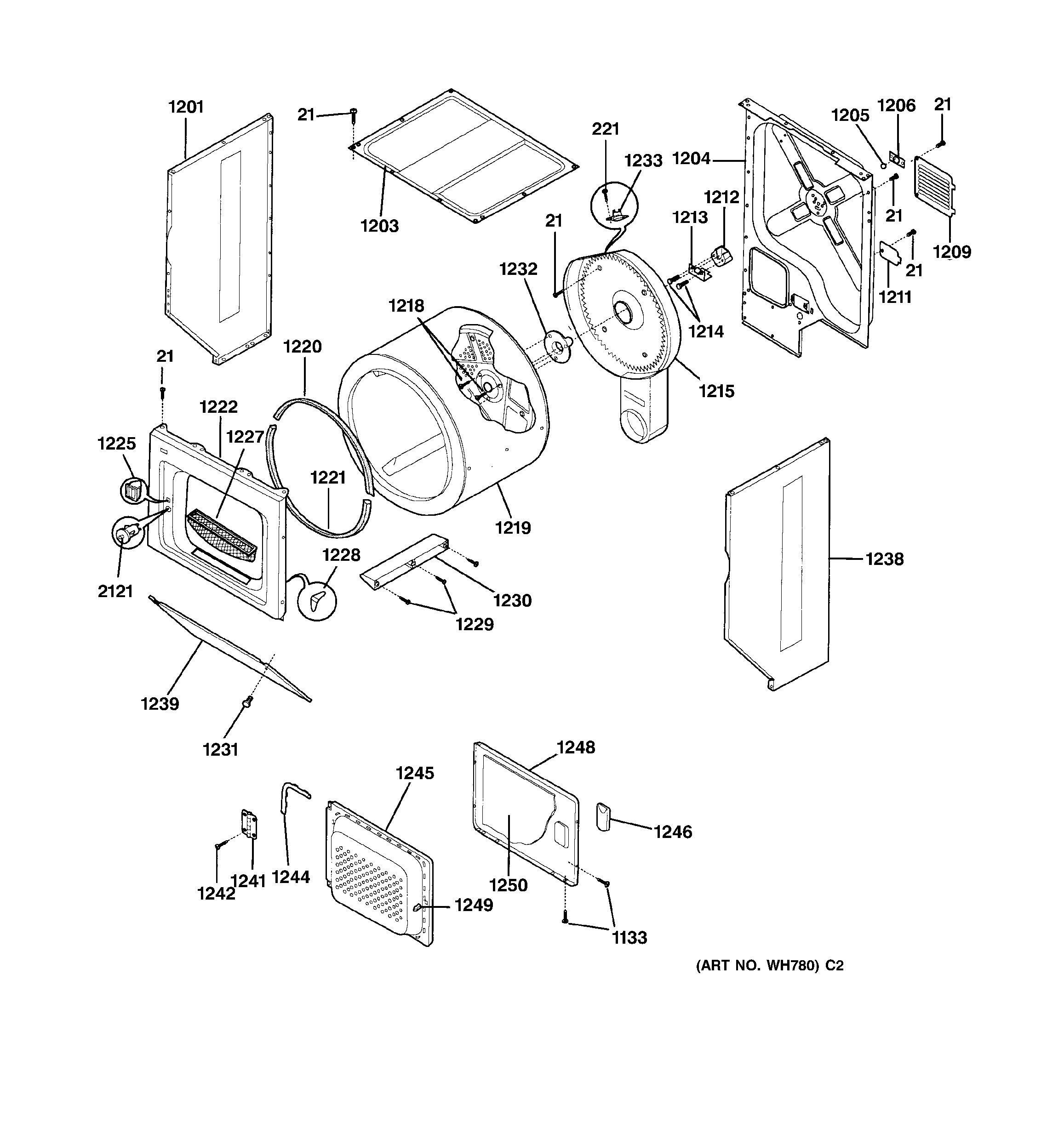Assembly View for DRYER CABINET DRUM & HEATER | WSM2780WAWWW