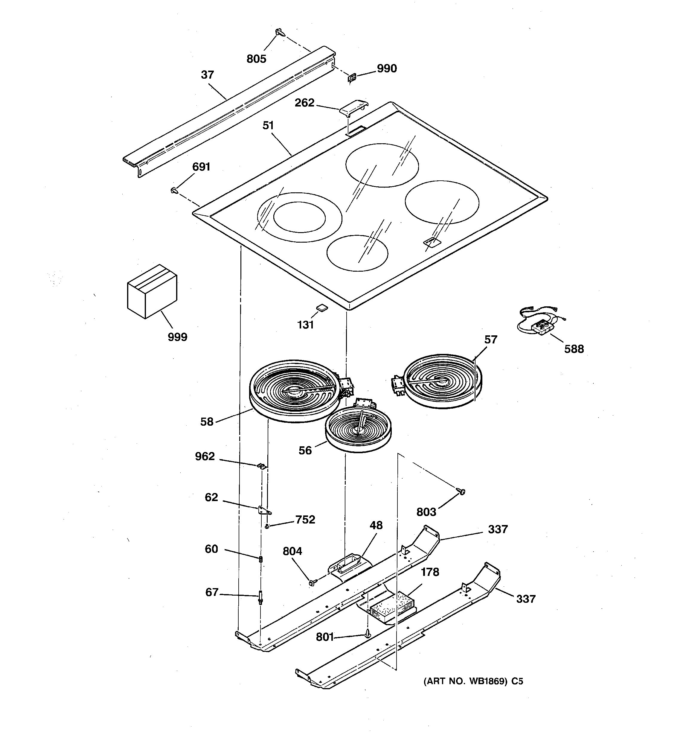 Assembly View for COOKTOP | JSP40WW4WW