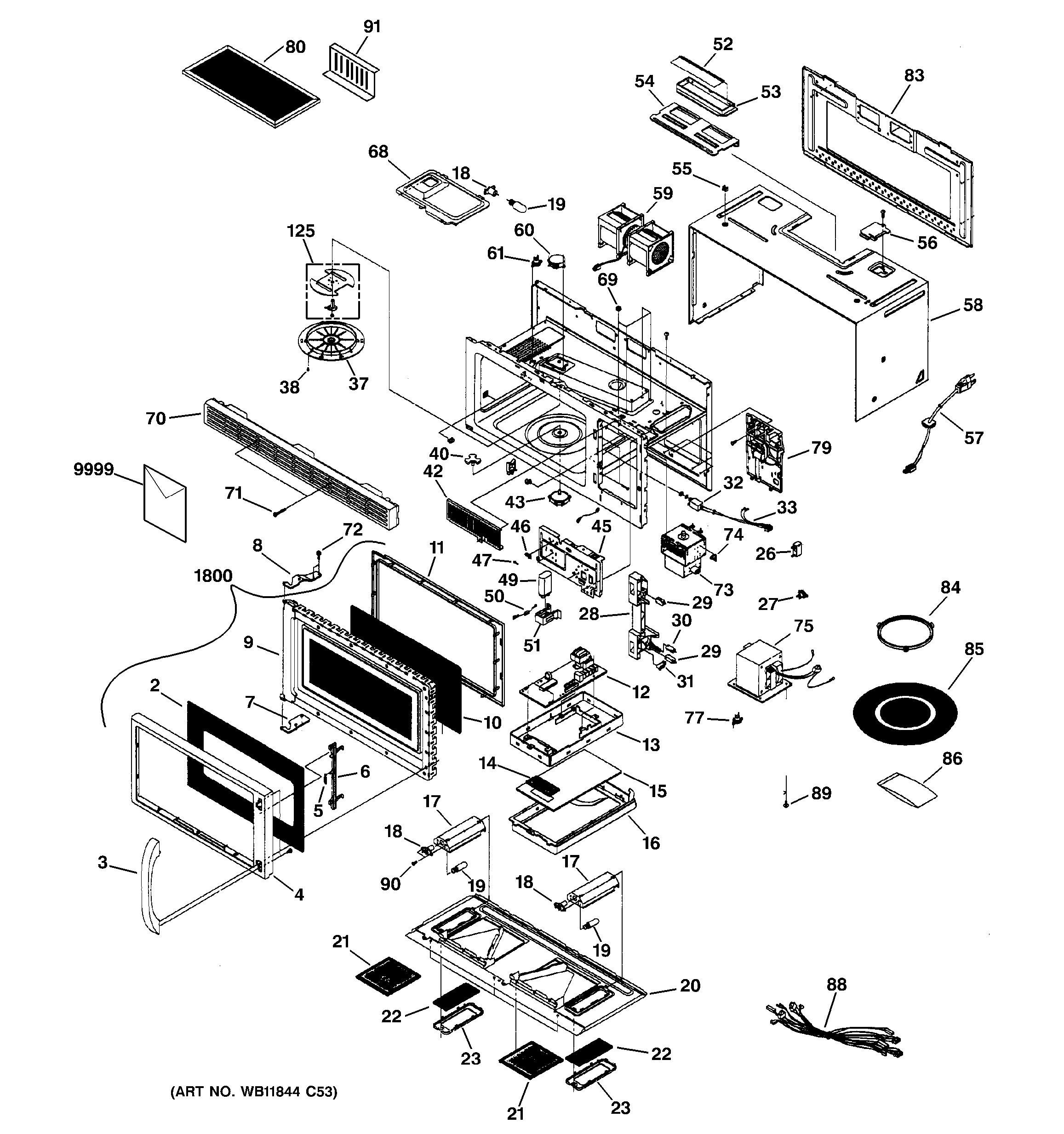 Assembly View for MICROWAVE | JVM1631WB002
