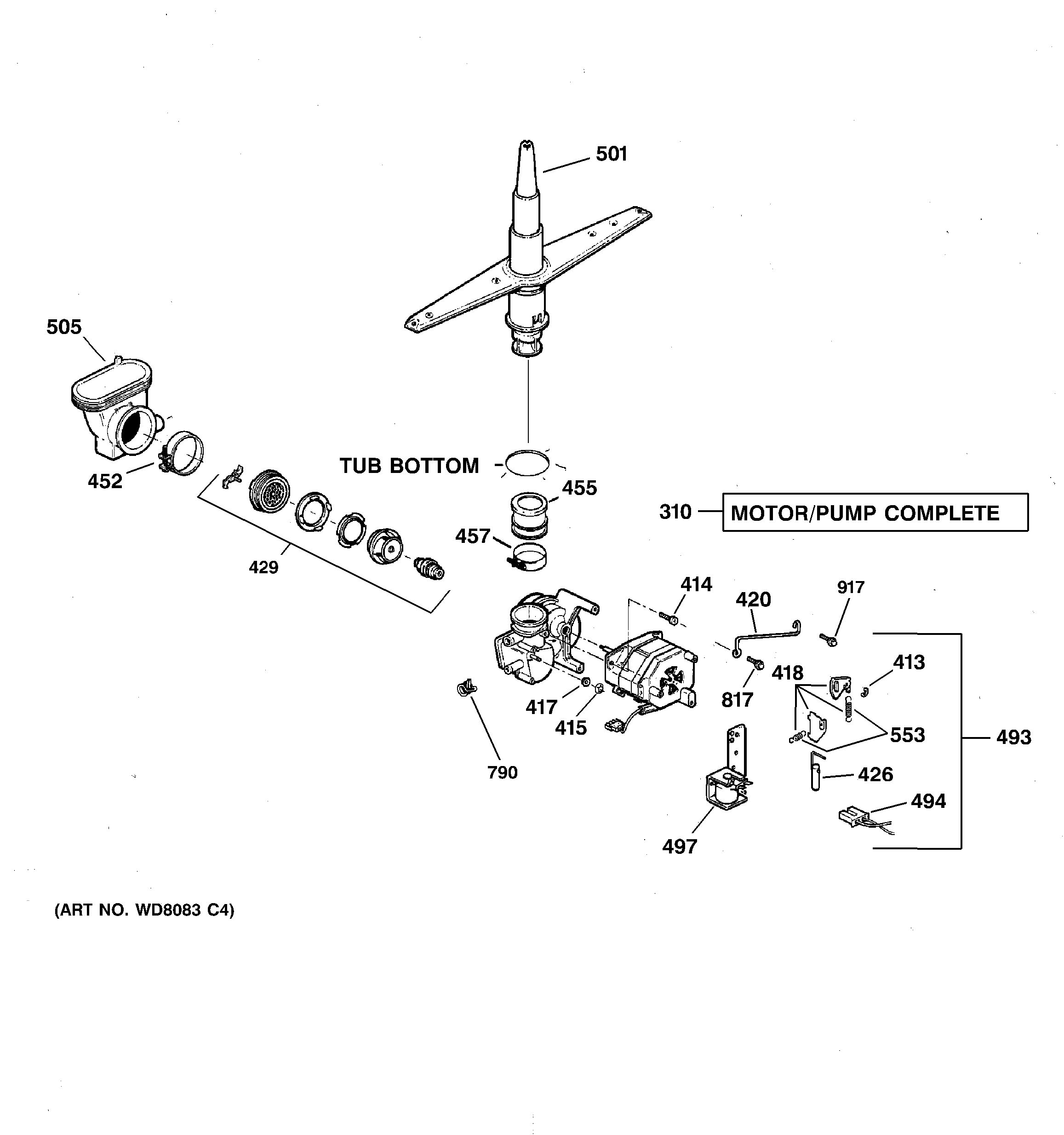 Assembly View for MOTOR-PUMP MECHANISM | GSD3400G00WW