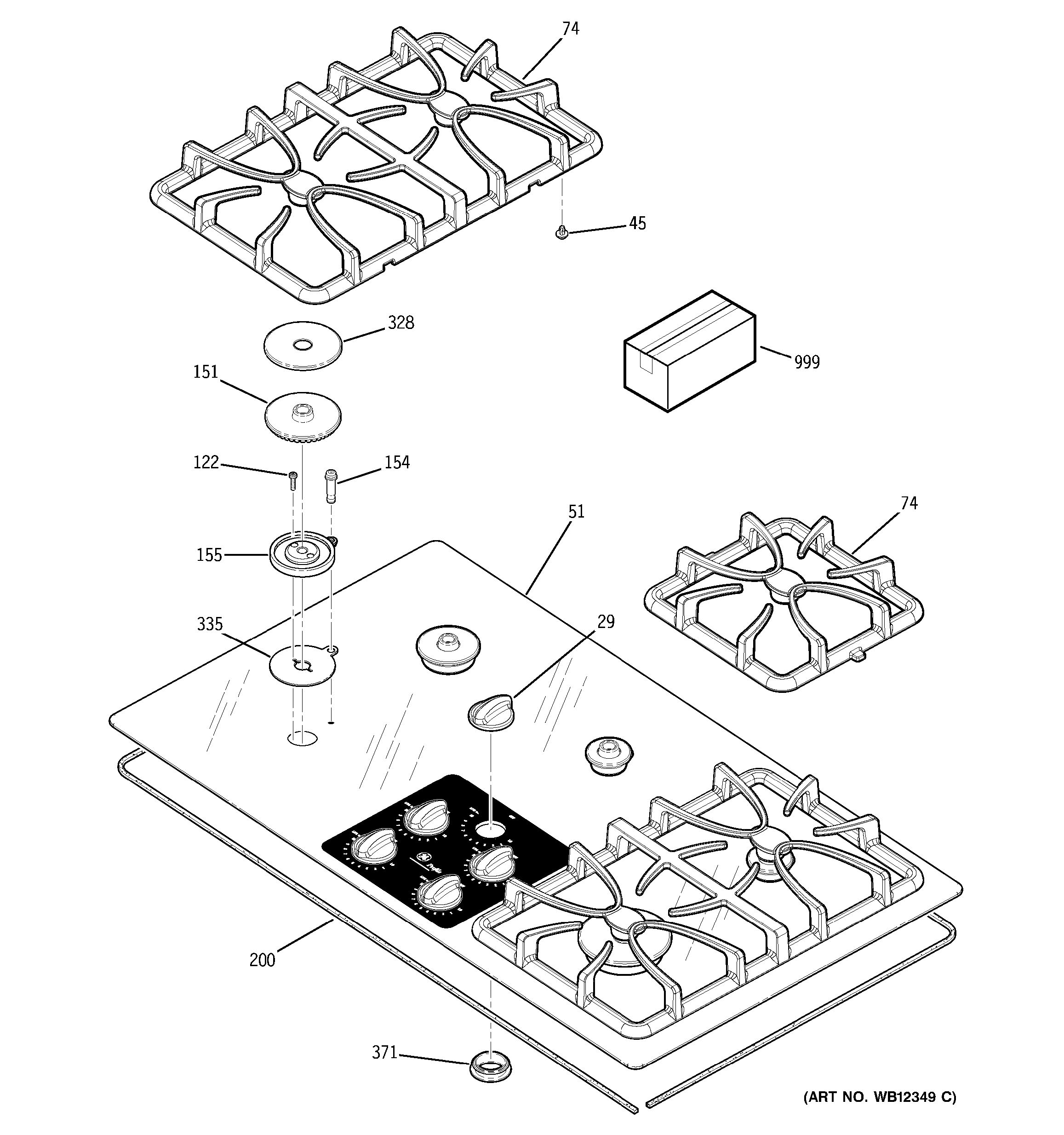 Assembly View for COOKTOP | JGP962BEC2BB