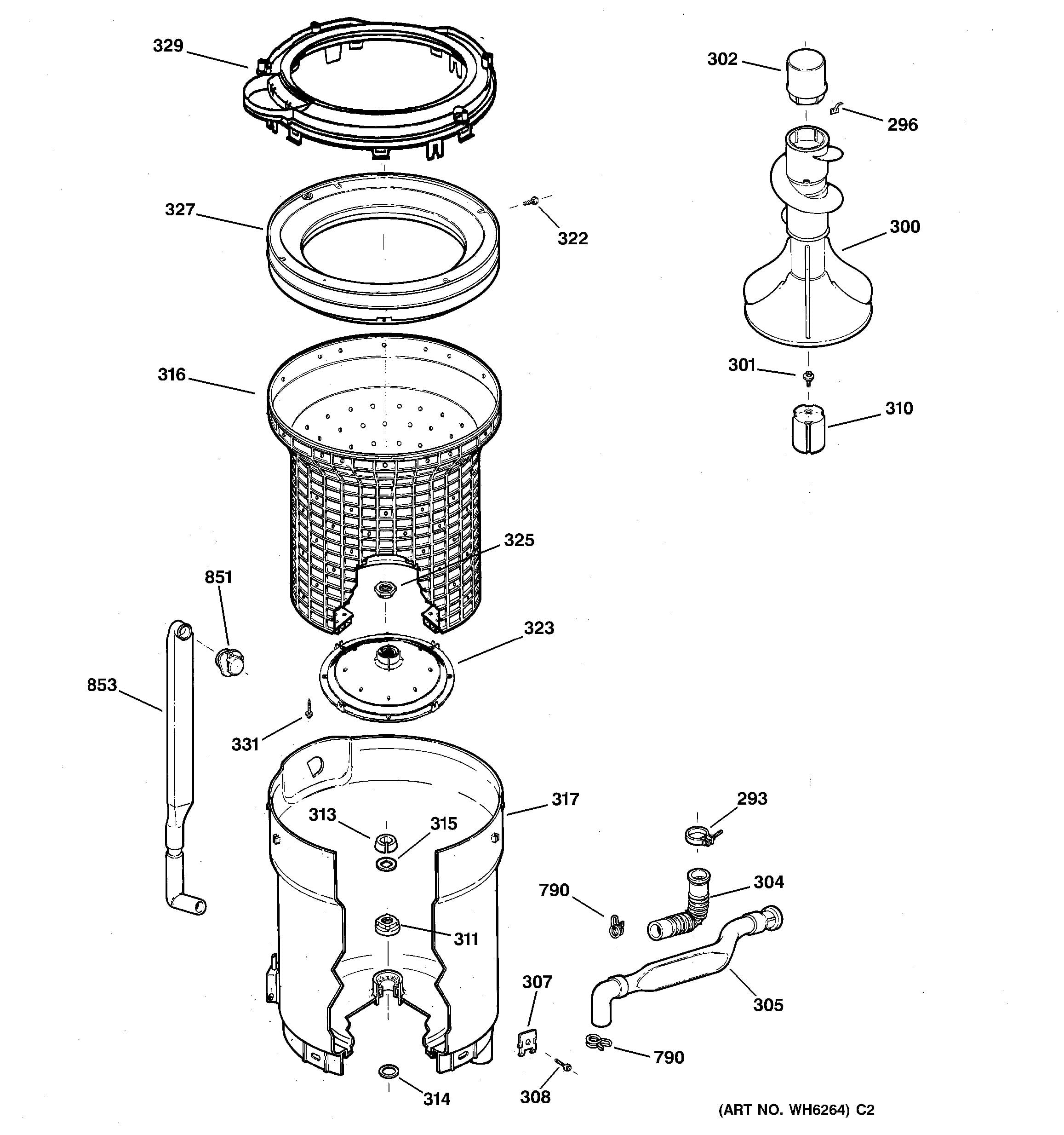 Assembly View for TUB, BASKET & AGITATOR | WCCB1030B0WC