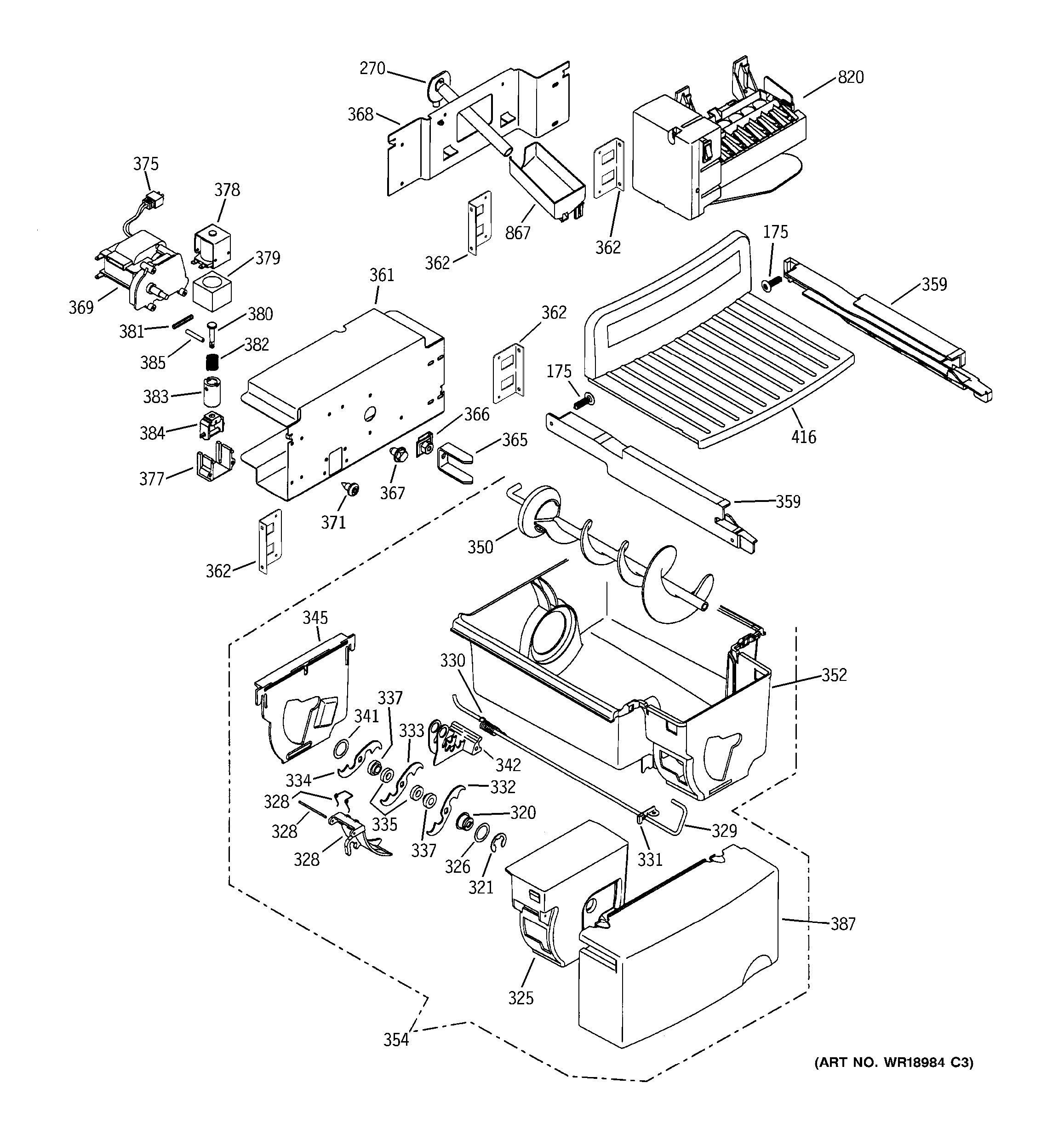 Assembly View for ICE MAKER & DISPENSER | PSC23SGNABS
