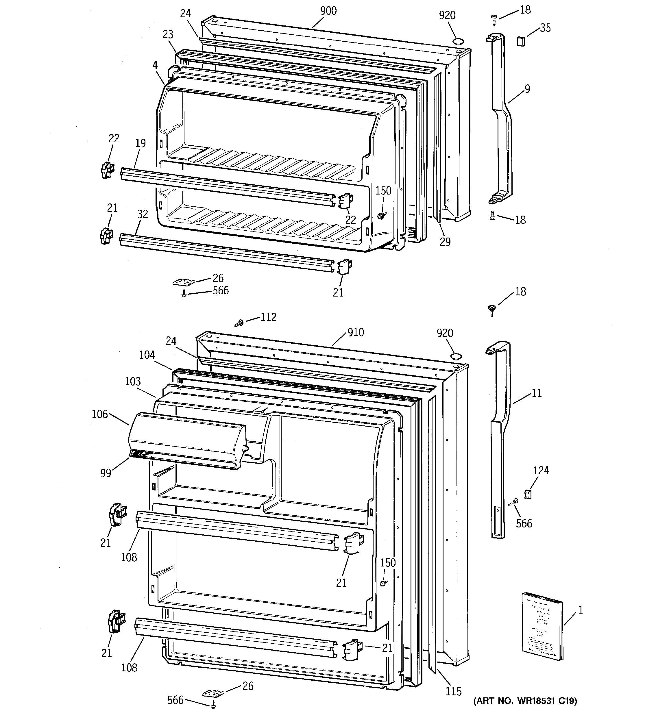 Assembly View for DOORS | GTS18FBMFRWW