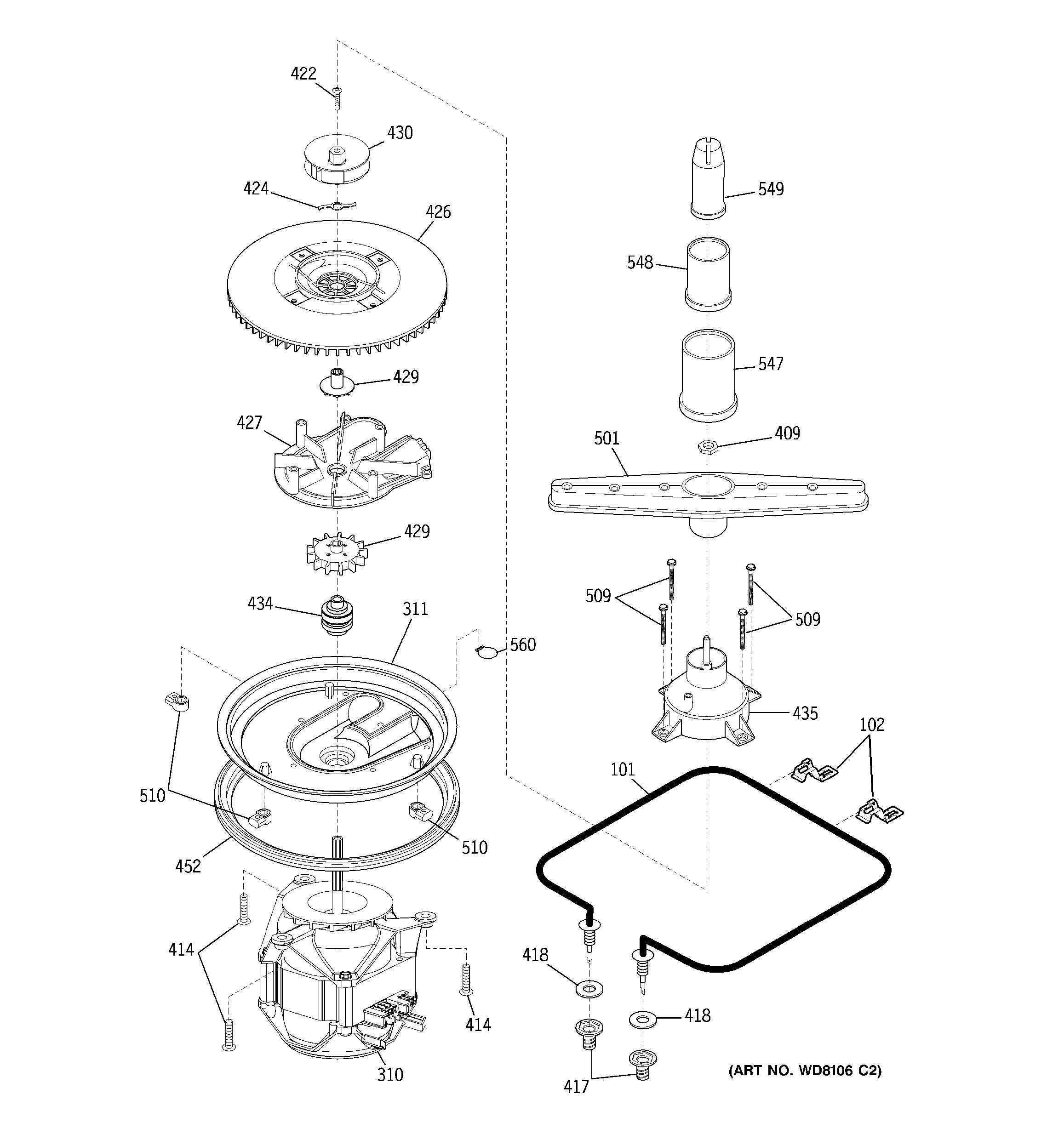 Assembly View for MOTOR-PUMP MECHANISM | GSS1800H01WW