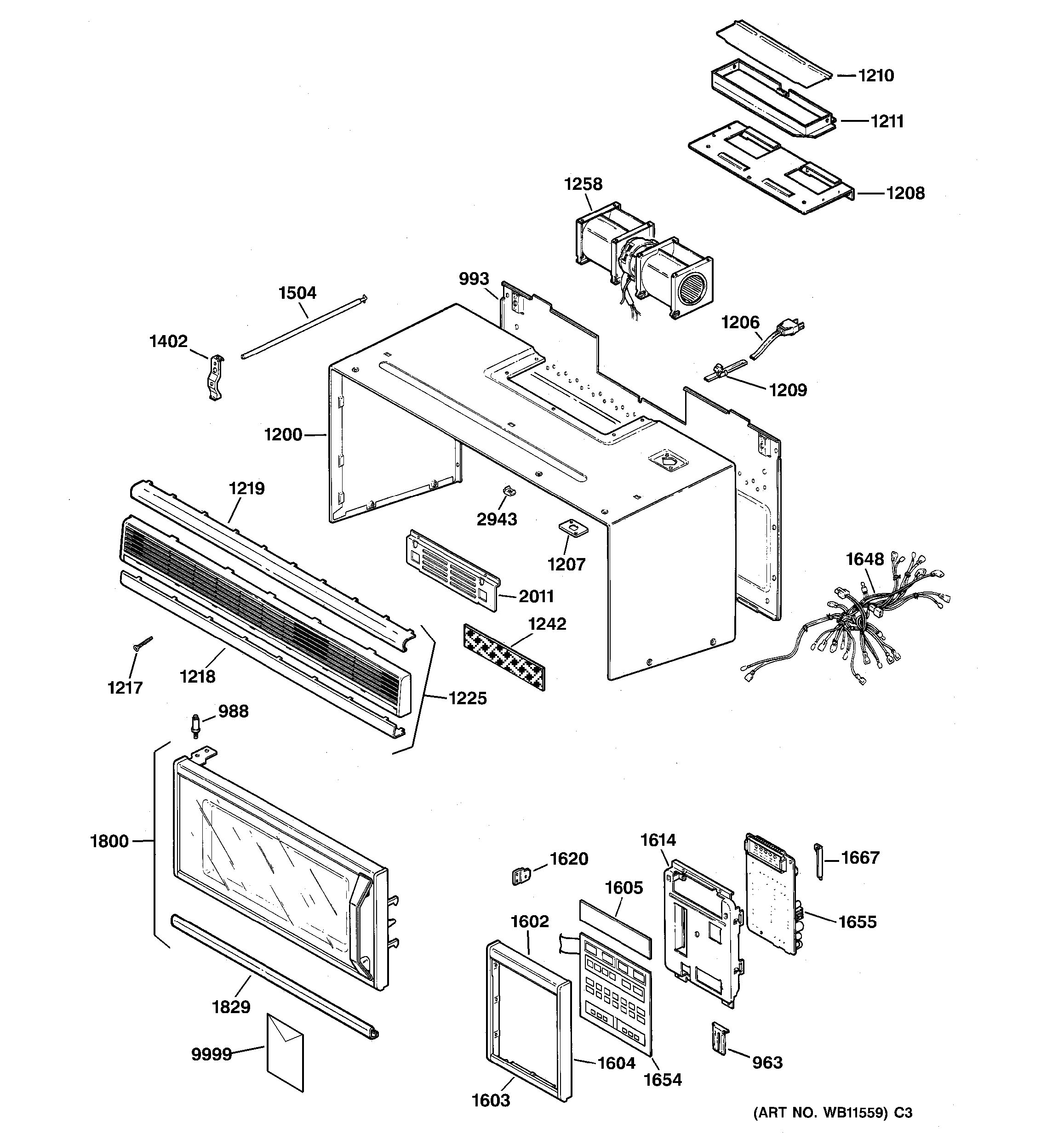 Assembly View for CONTROL PANEL , DOOR & CASE | JVM1190WY03