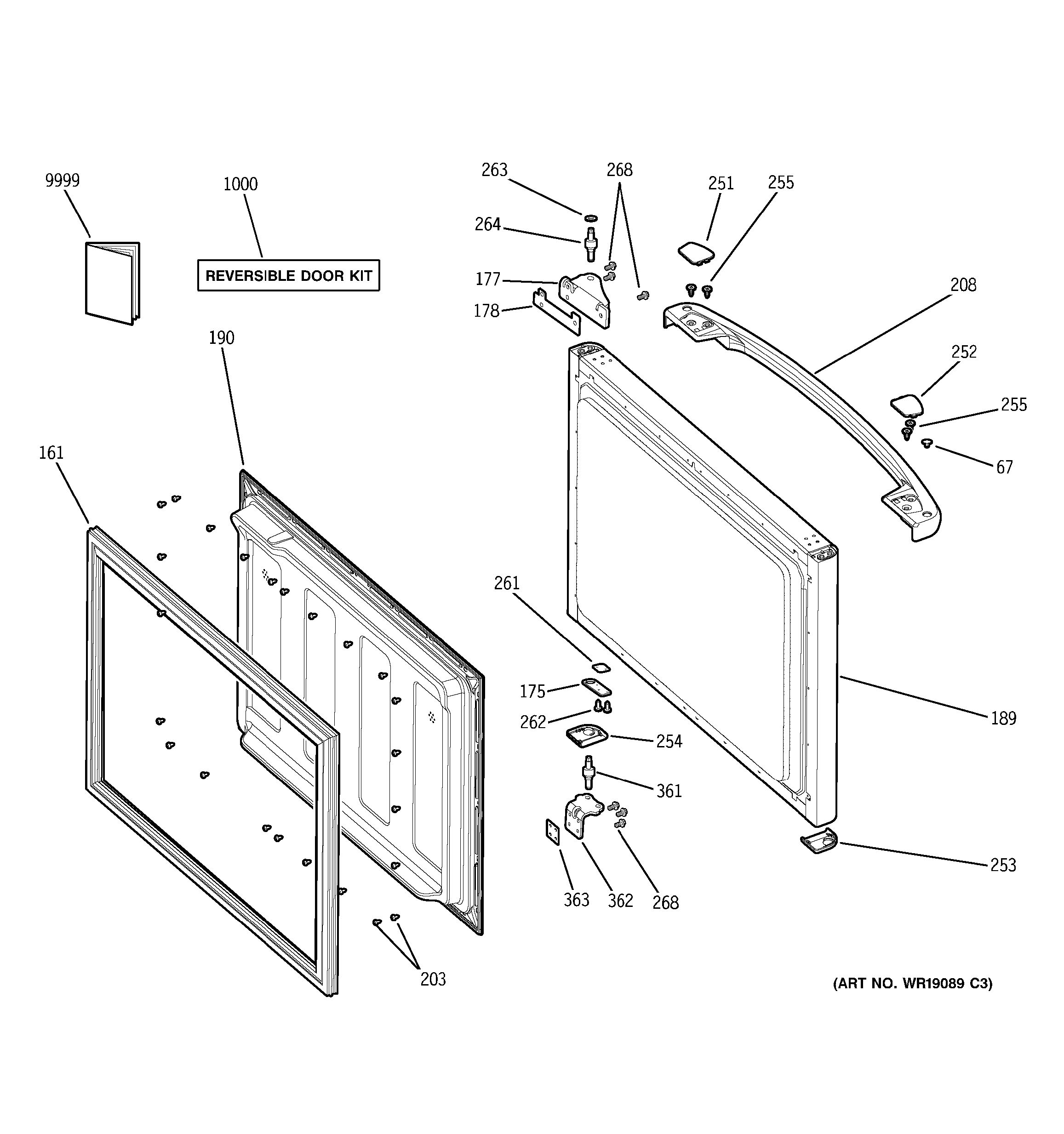 Assembly View for FREEZER DOOR | GBS18HBMABB
