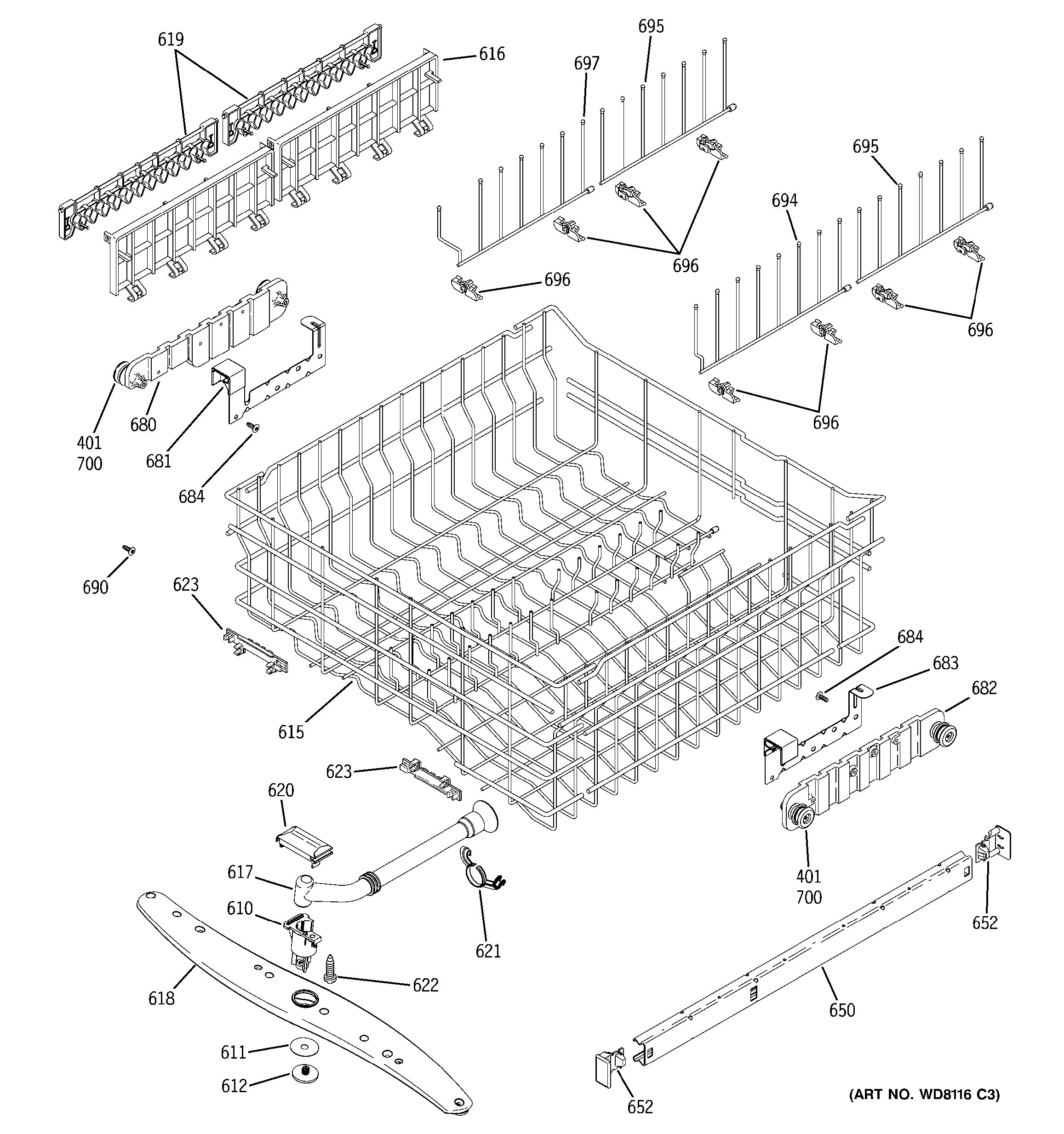 Assembly View for UPPER RACK ASSEMBLY | PDW7300J00CC