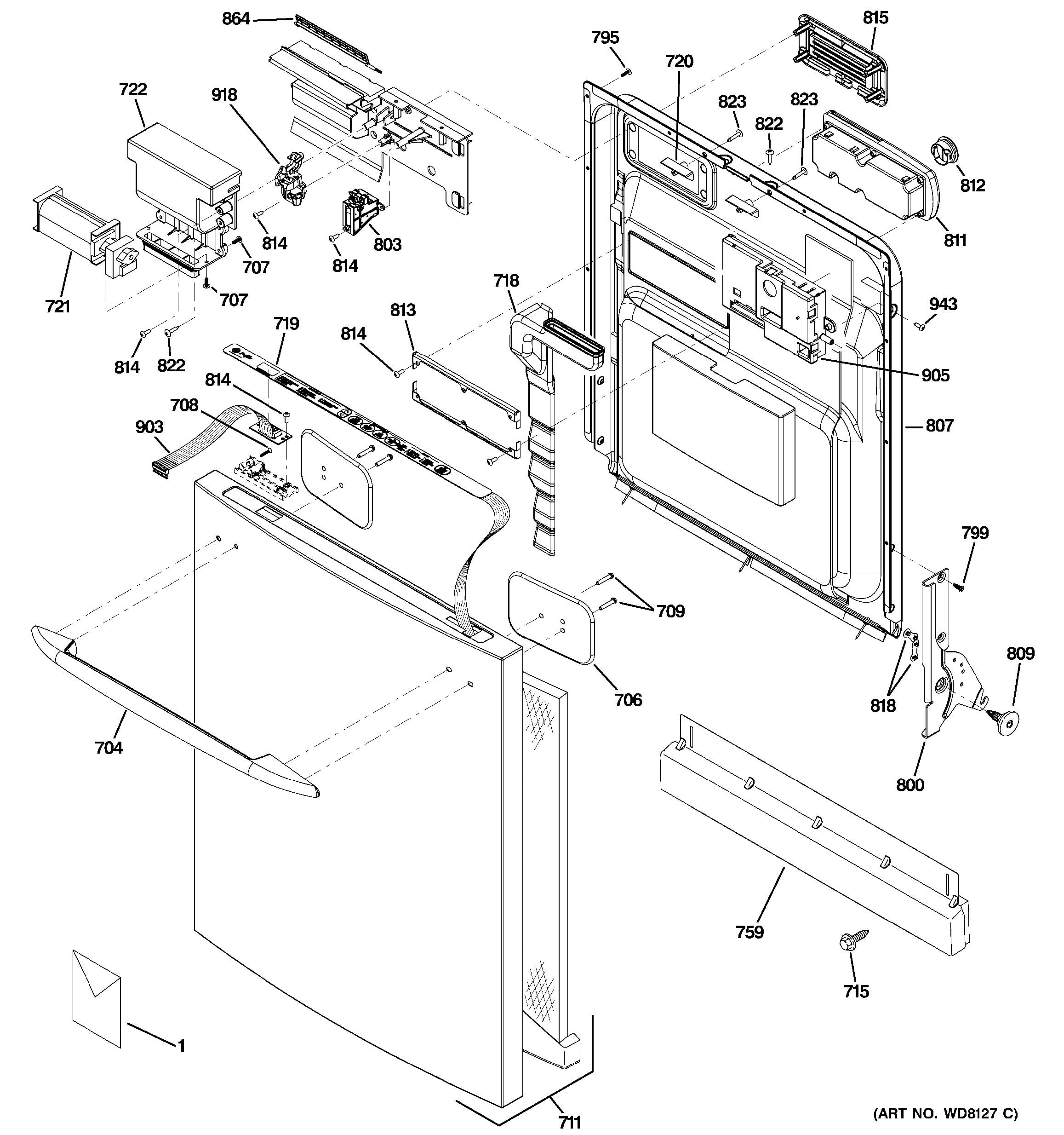 Assembly View for ESCUTCHEON & DOOR ASSEMBLY | PDW9880J00SS