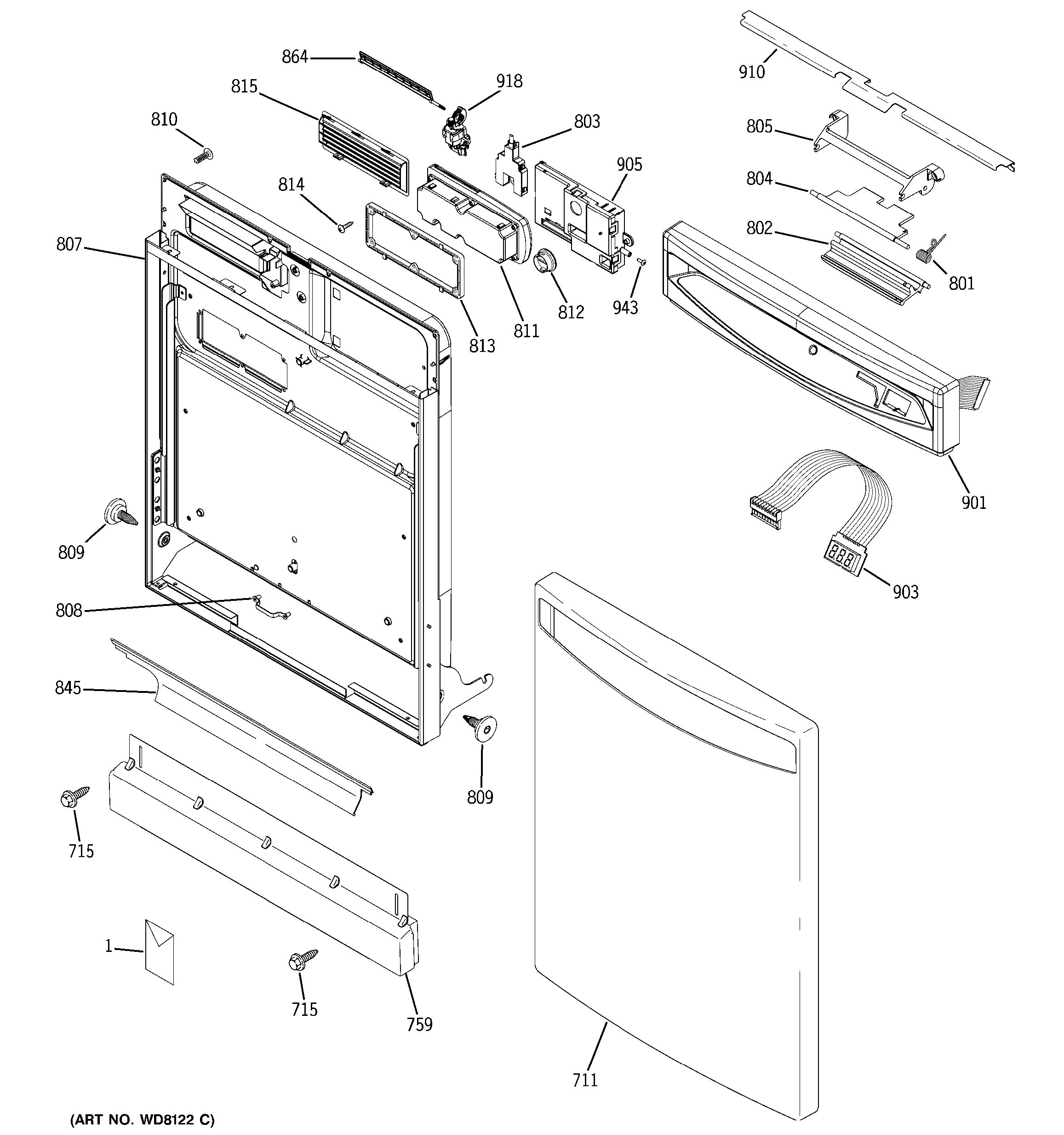 Assembly View for ESCUTCHEON & DOOR ASSEMBLY | PDW7880J01SS