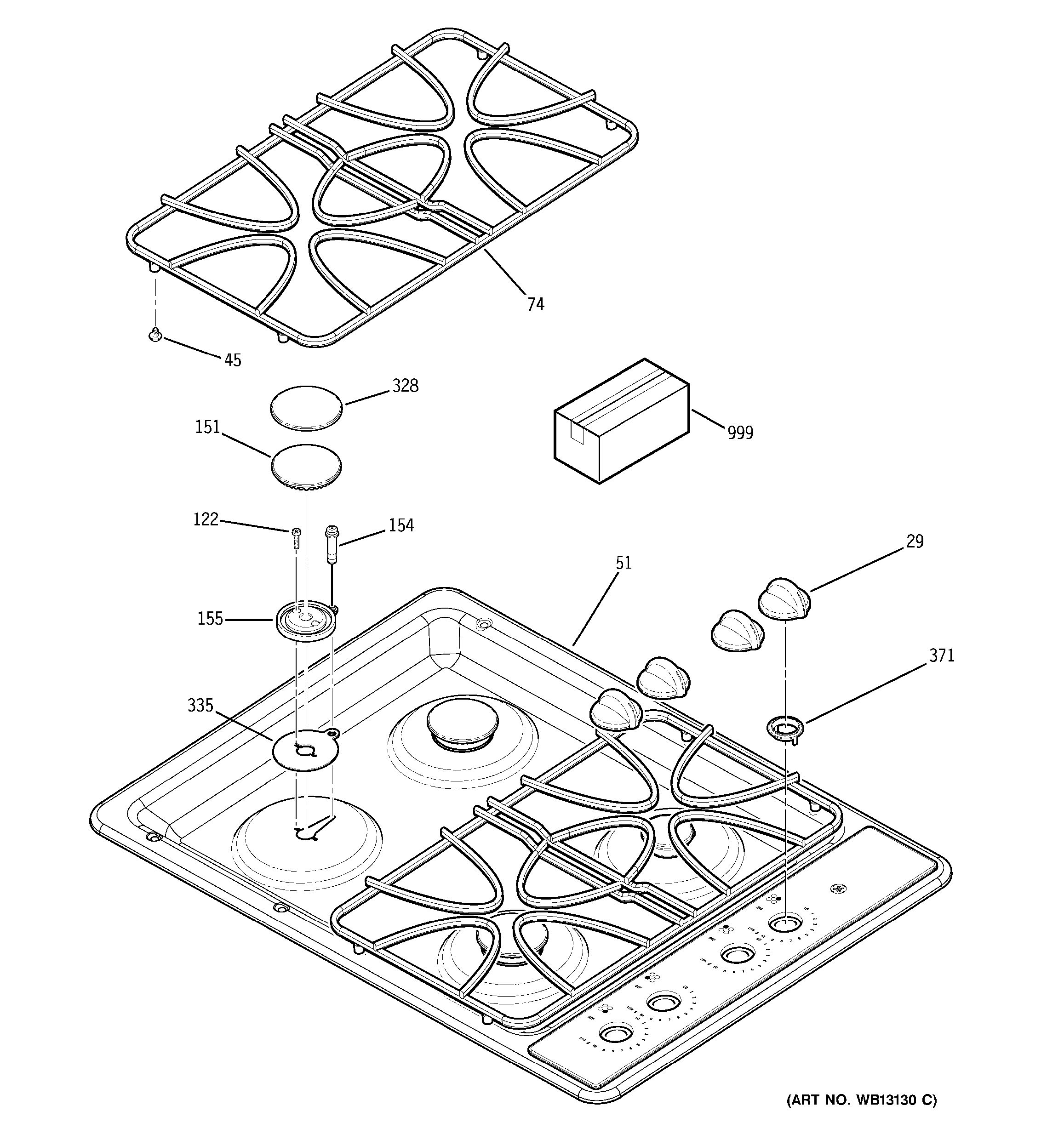 Assembly View for CONTROL PANEL & COOKTOP | JGP328BEJ1BB