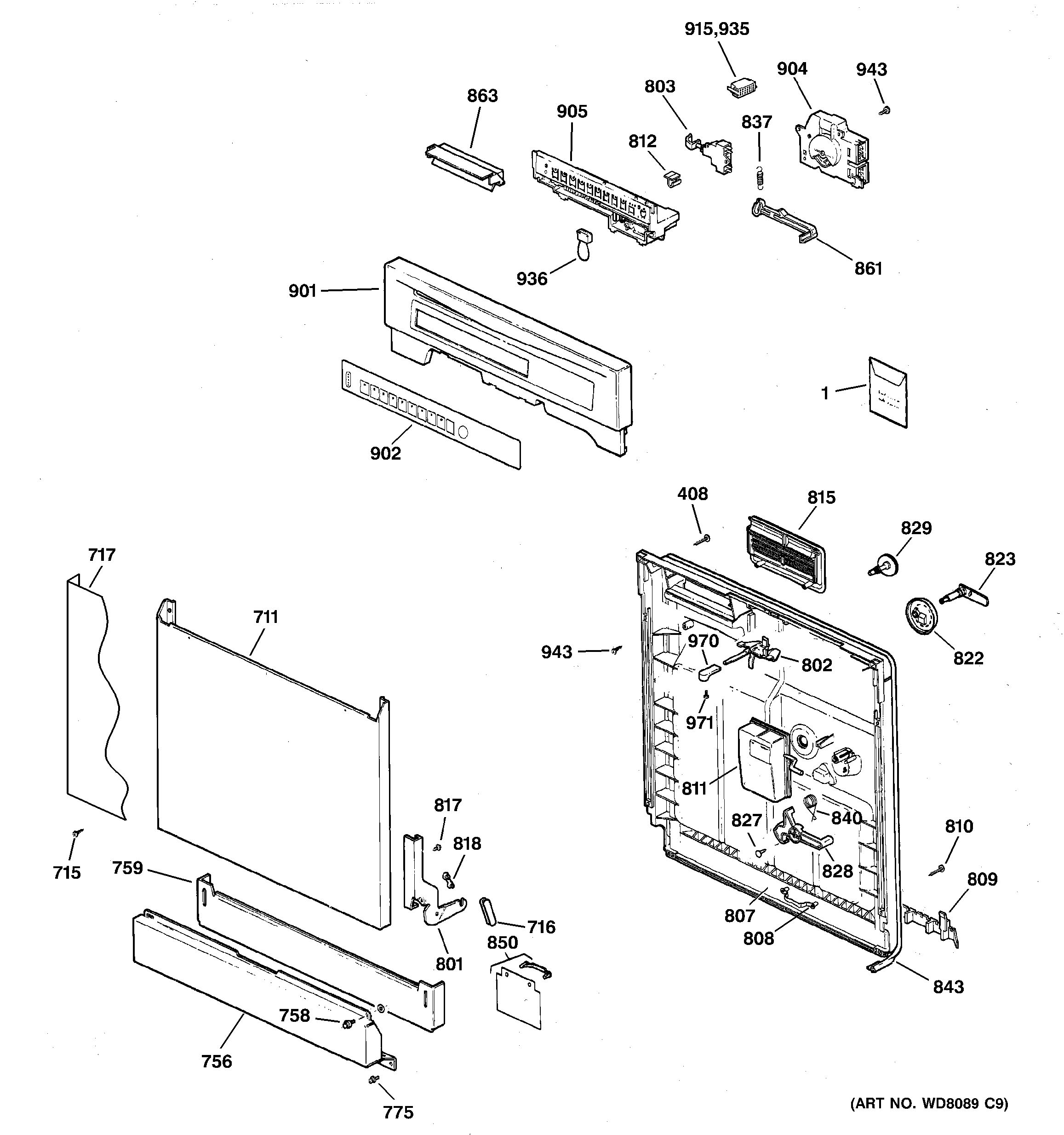 Assembly View for ESCUTCHEON & DOOR ASSEMBLY | GSD5500G01CC