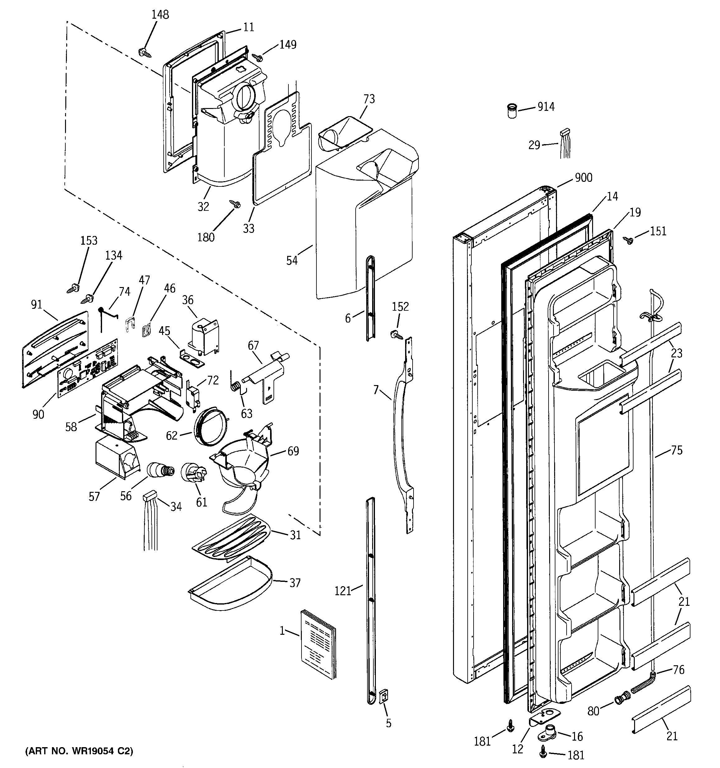 Assembly View for FREEZER DOOR | GSG25MIMCFBB