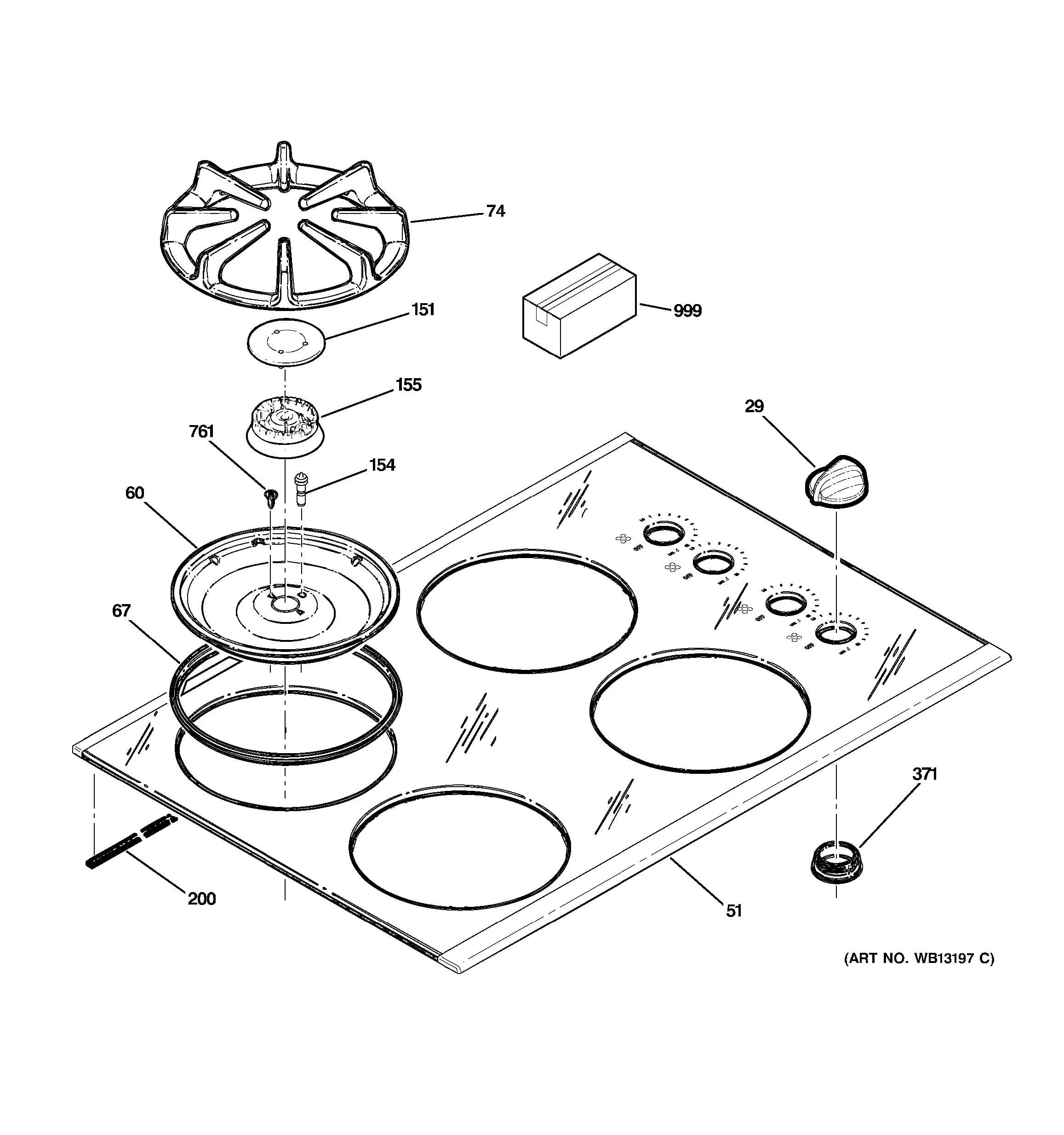 Assembly View for CONTROL PANEL & COOKTOP | JGP337BEJ2BB