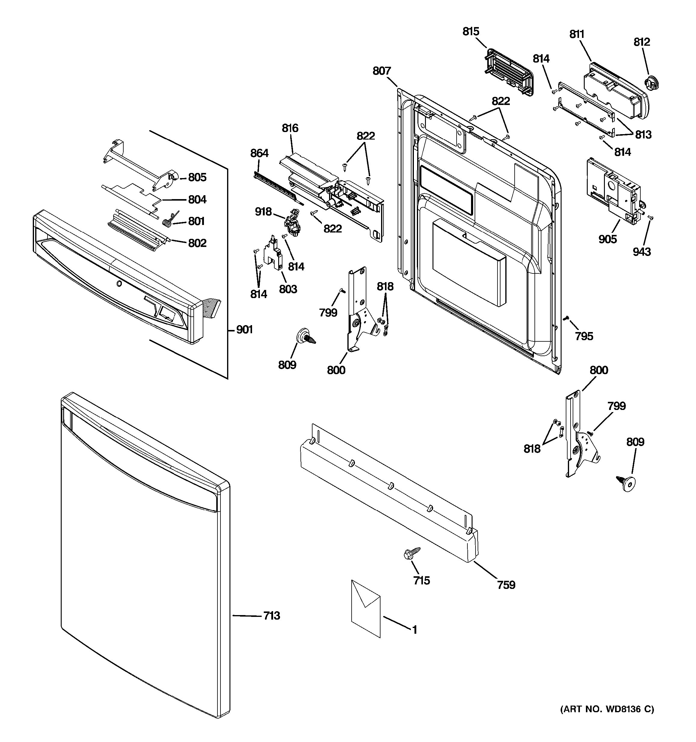 Assembly View for ESCUTCHEON & DOOR ASSEMBLY | PDW8280J10SS