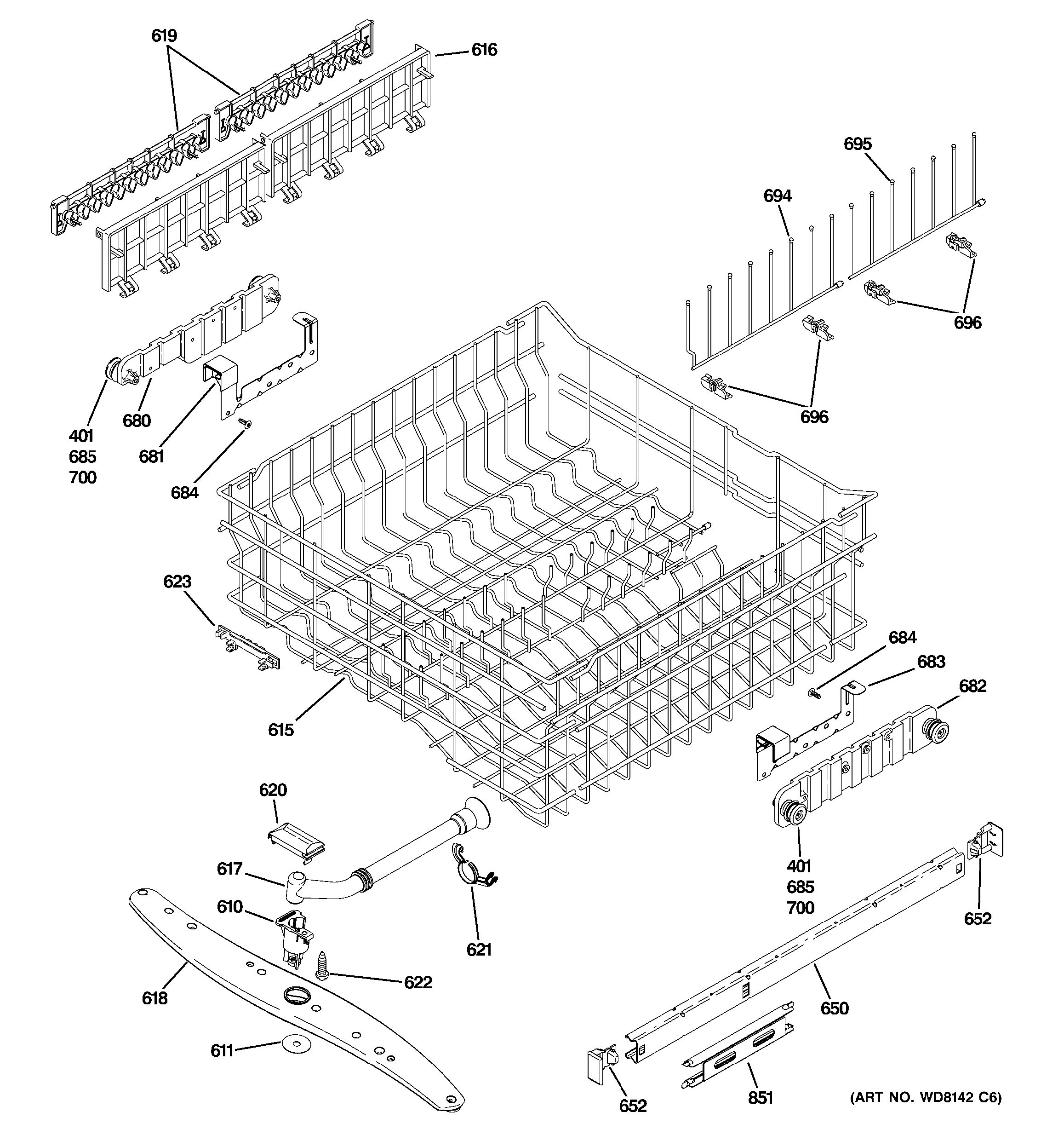 Assembly View for UPPER RACK ASSEMBLY | PDW8480J10SS