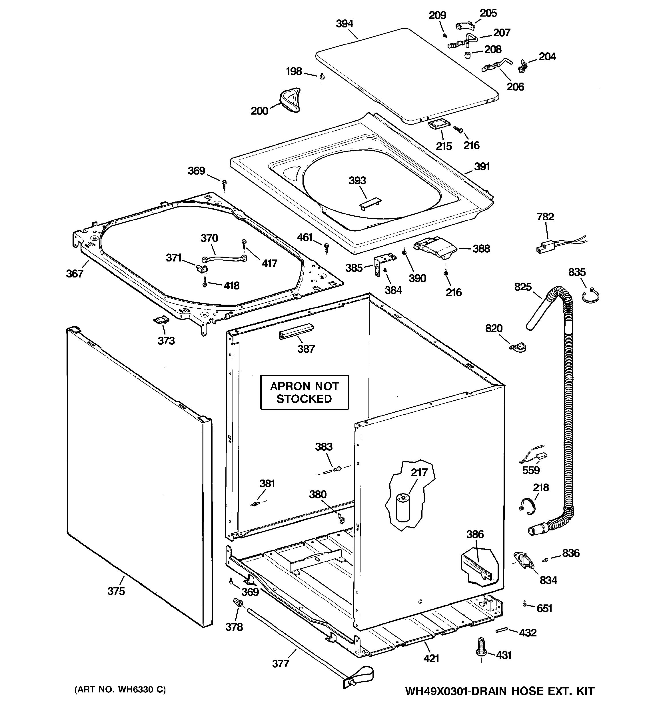Assembly View for CABINET, COVER & FRONT PANEL | WCSR4170DAWW