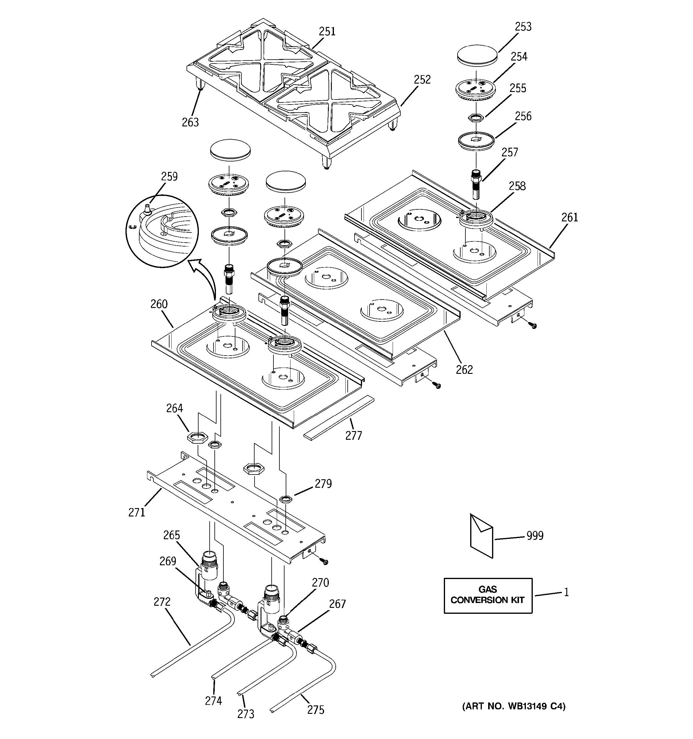 Assembly View for GAS & BURNER PARTS | ZGU36N6H1SS