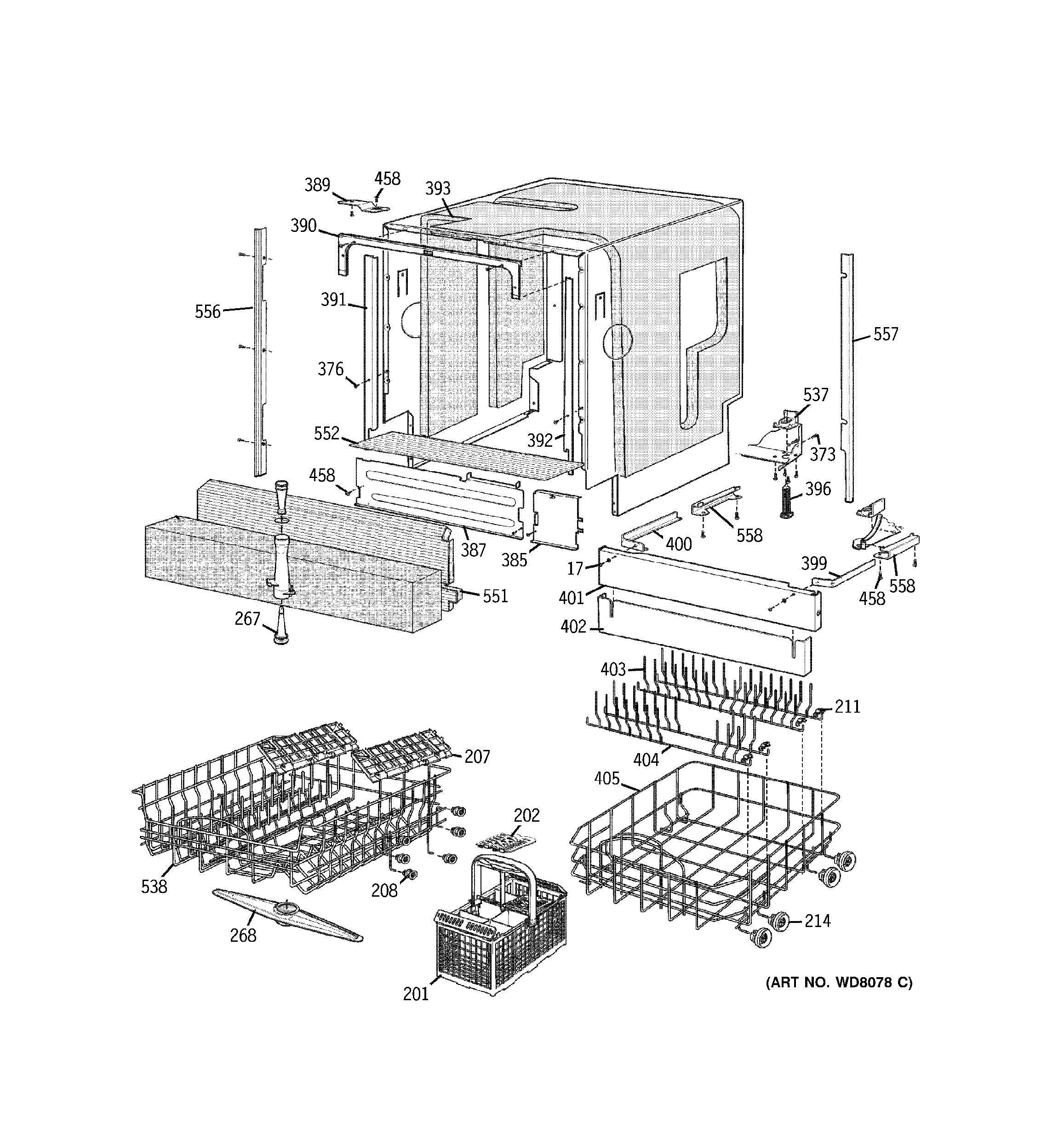 Assembly View for BASKET & WRAP ASSEMBLY | PDW8000G01BB