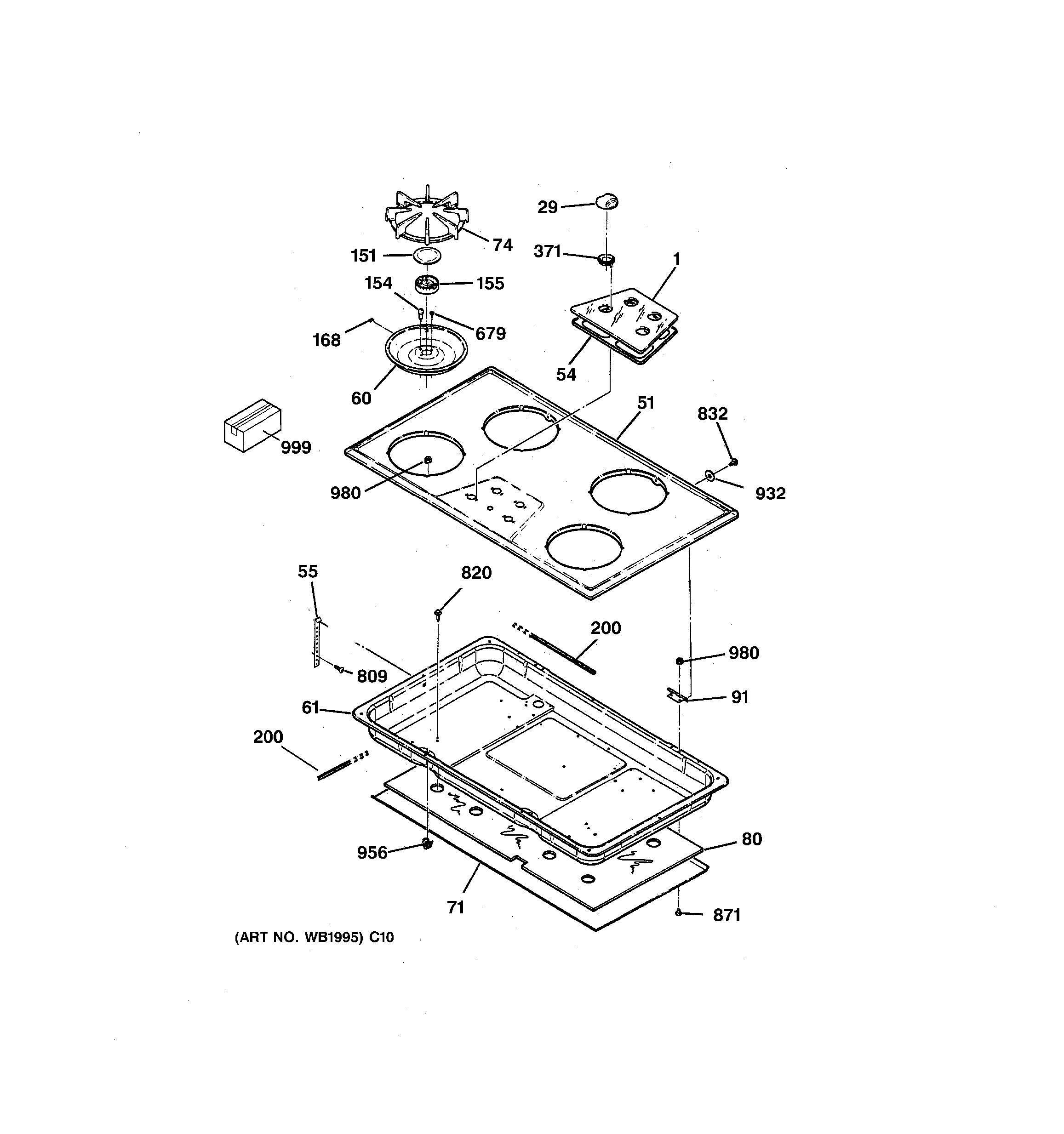 Assembly View for COOKTOP | JGP626WEV1WW