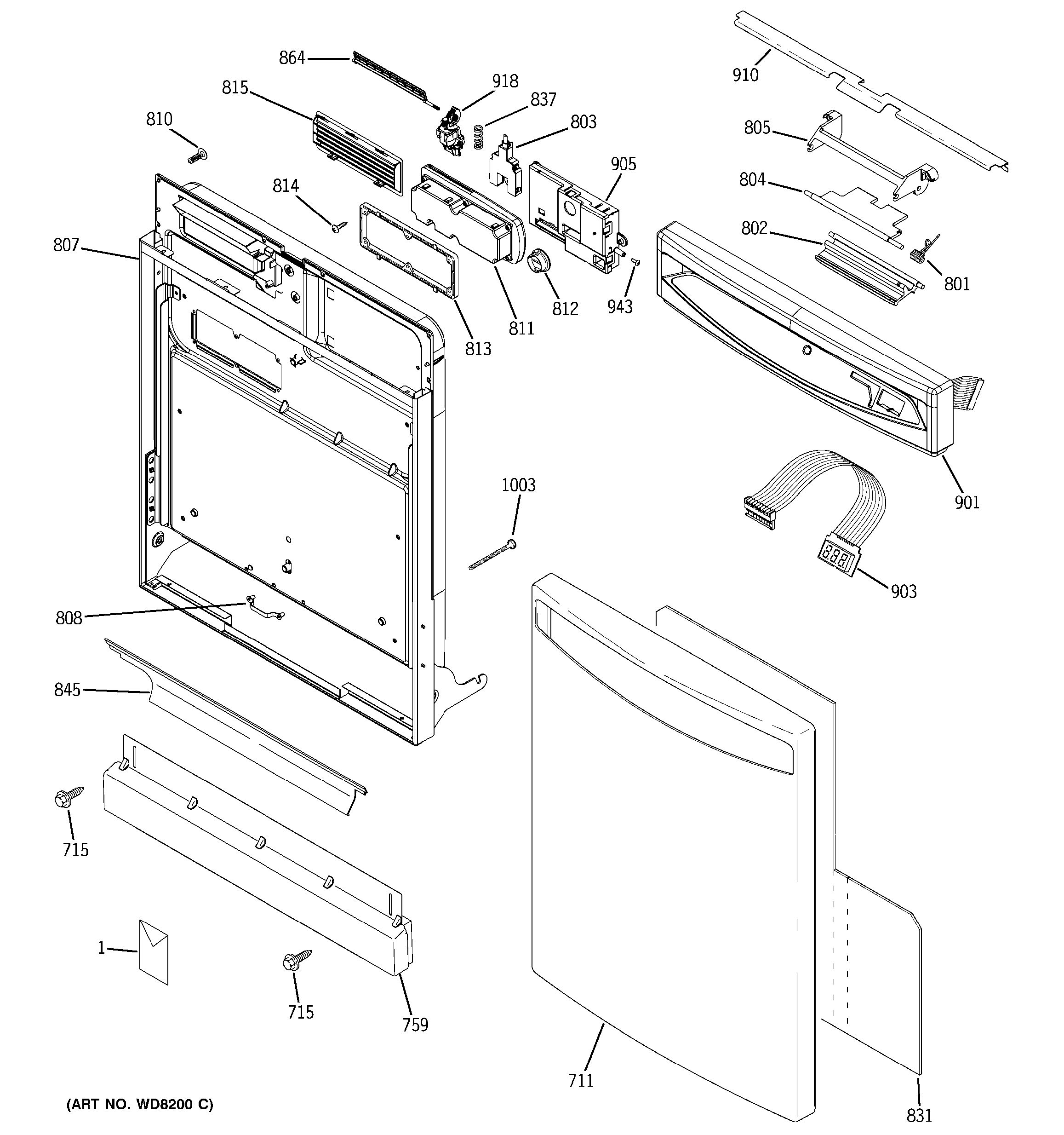Assembly View for ESCUTCHEON & DOOR ASSEMBLY | PDW7880J15SS