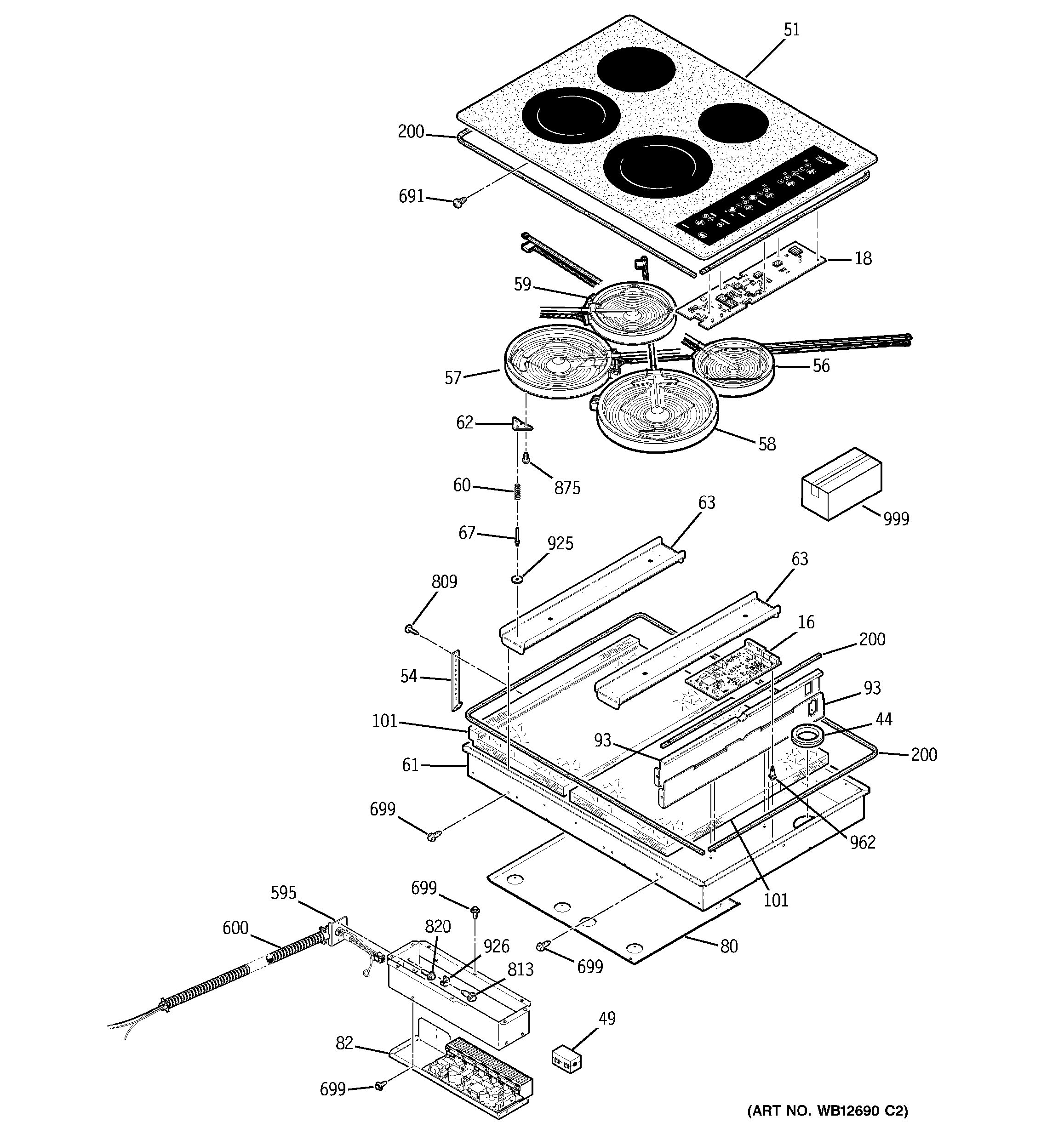 Assembly View for COOKTOP PARTS | PP950BM1BB