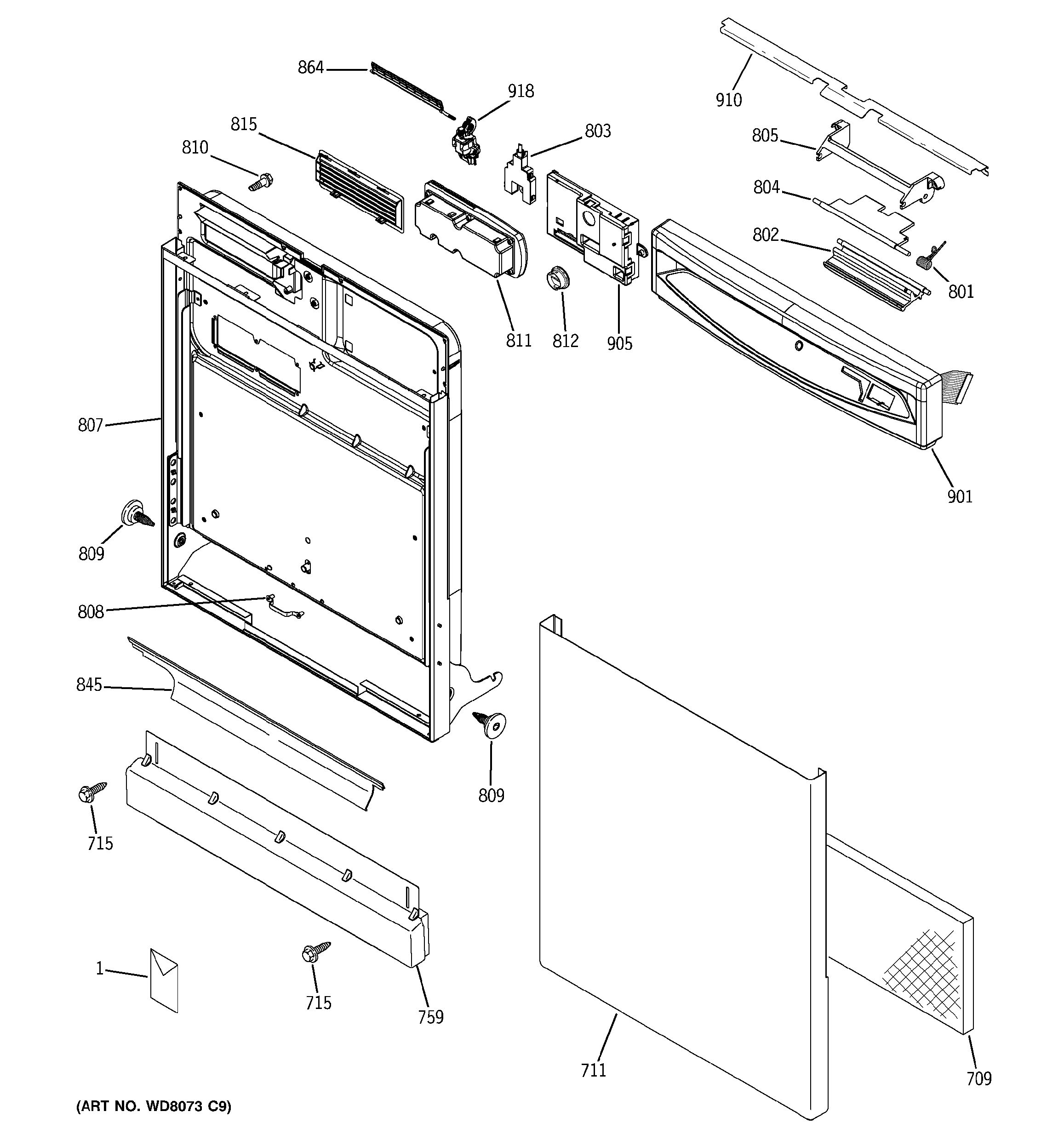 Assembly View for ESCUTCHEON & DOOR ASSEMBLY | GSD6700G00BB