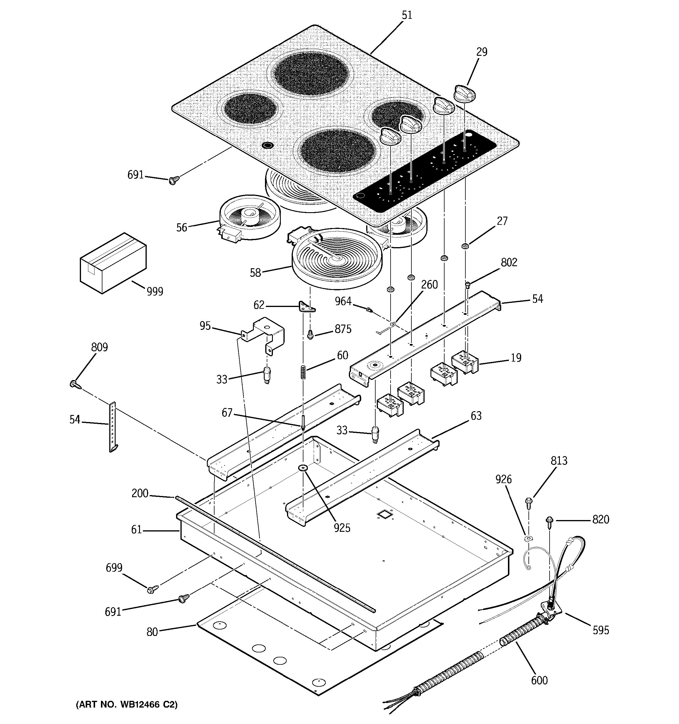 Assembly View for CONTROL PANEL & COOKTOP | JP340BJ1BB