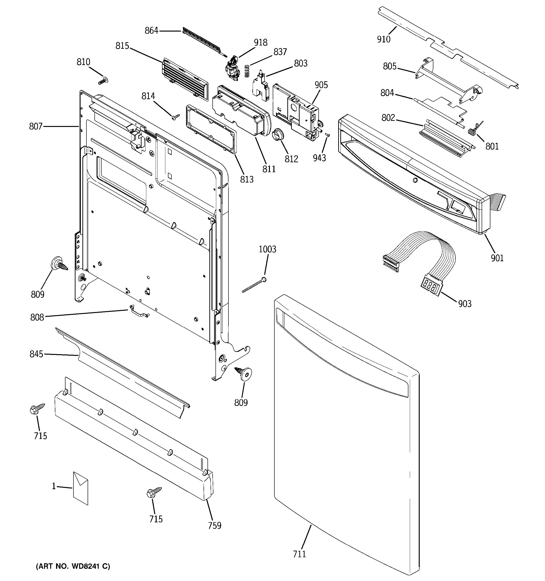 Assembly View for ESCUTCHEON & DOOR ASSEMBLY | PDW7380N10SS