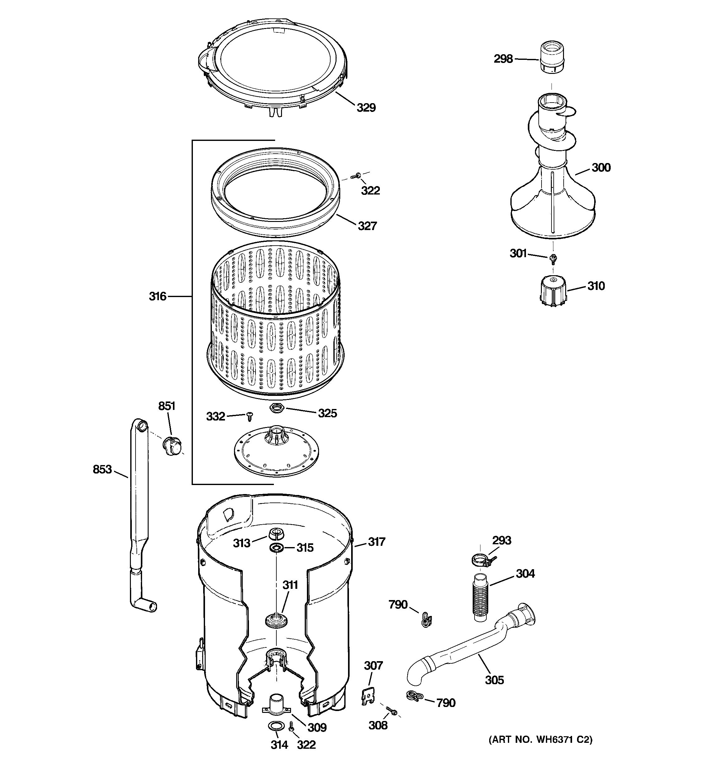 Assembly View for TUB, BASKET & AGITATOR | WPRE8150H0WT