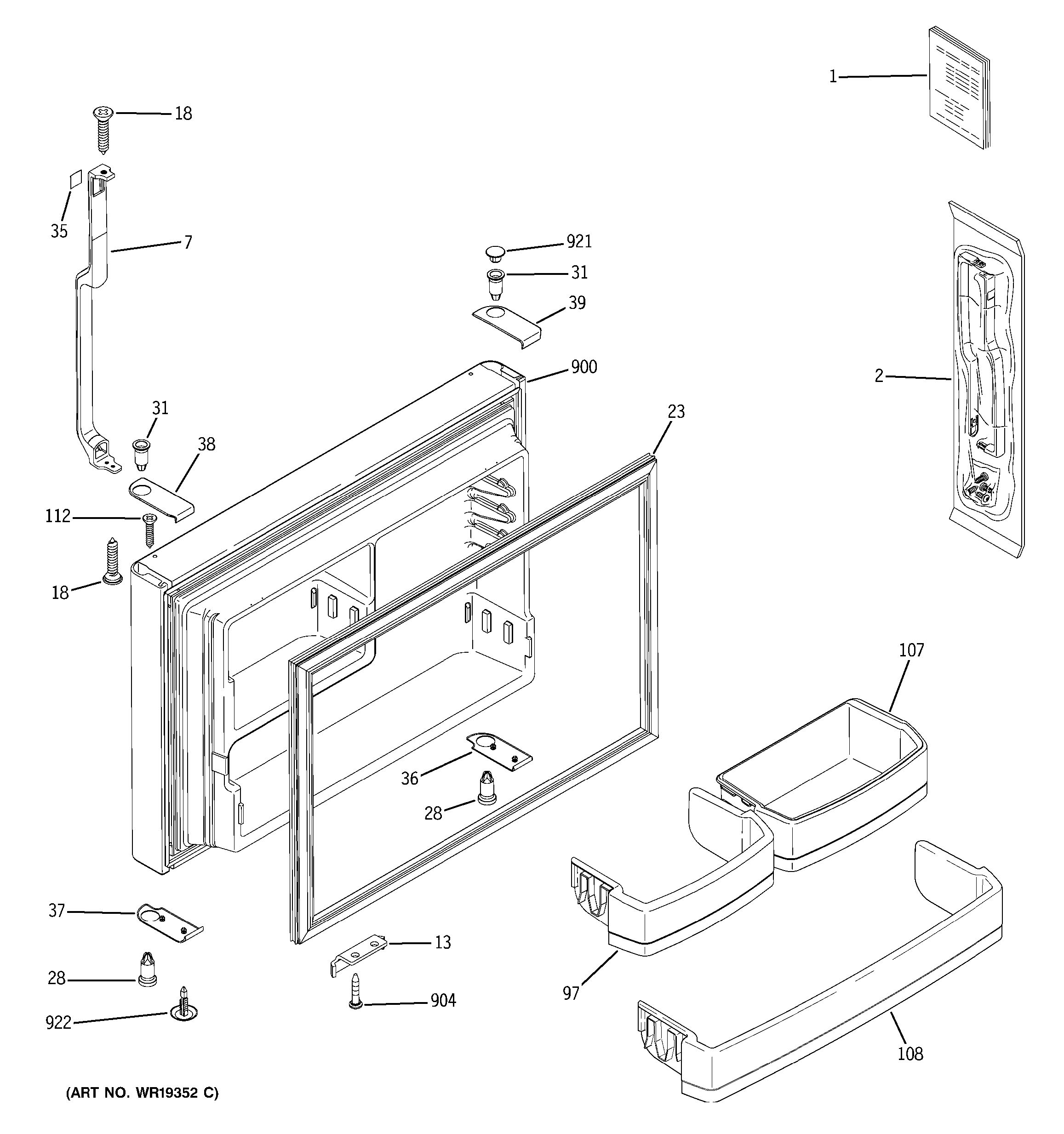Assembly View for FREEZER DOOR | GTS22KBPDRWW