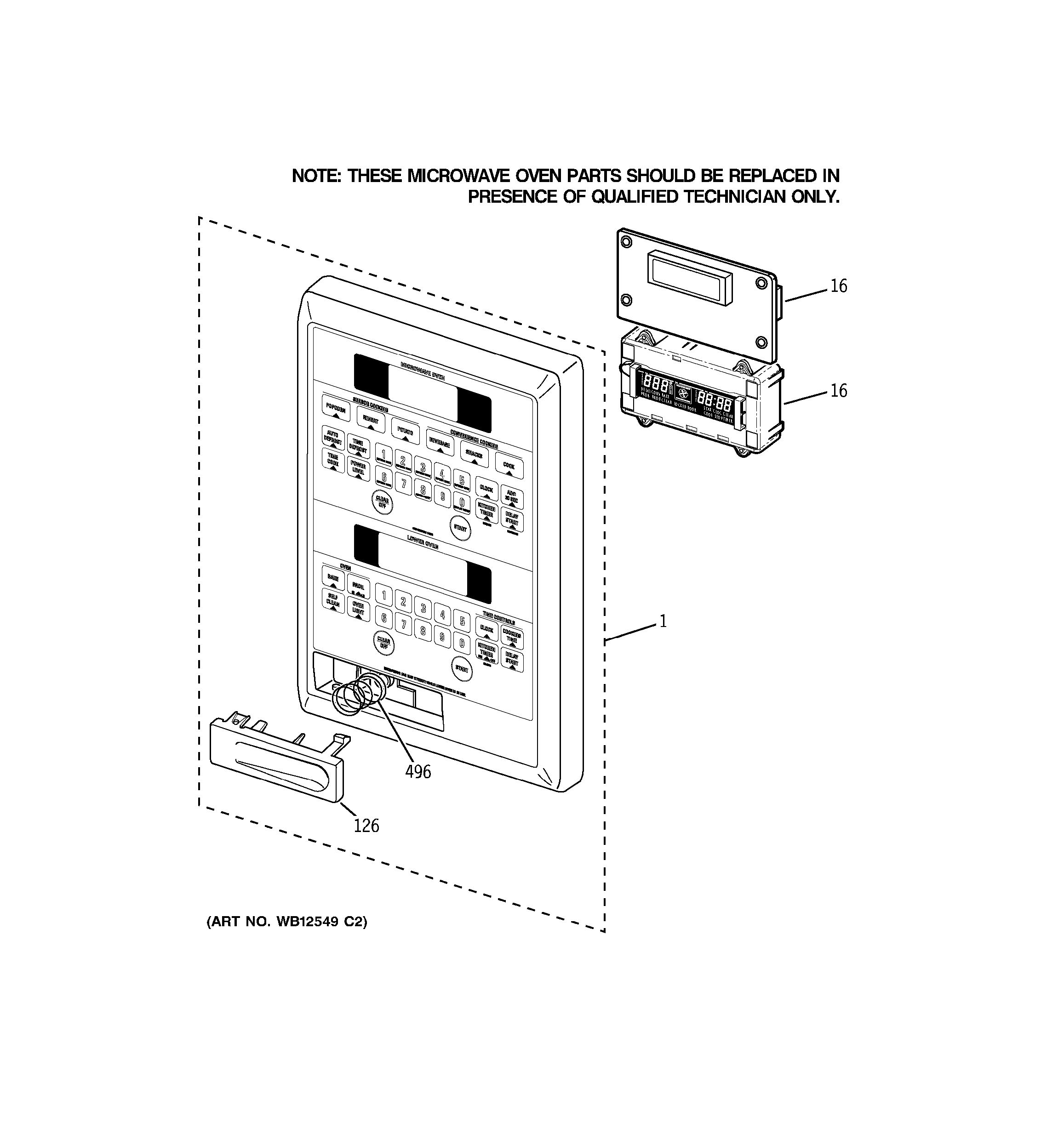 Assembly View for MICROWAVE CONTROL PANEL | JTP86BF3BB