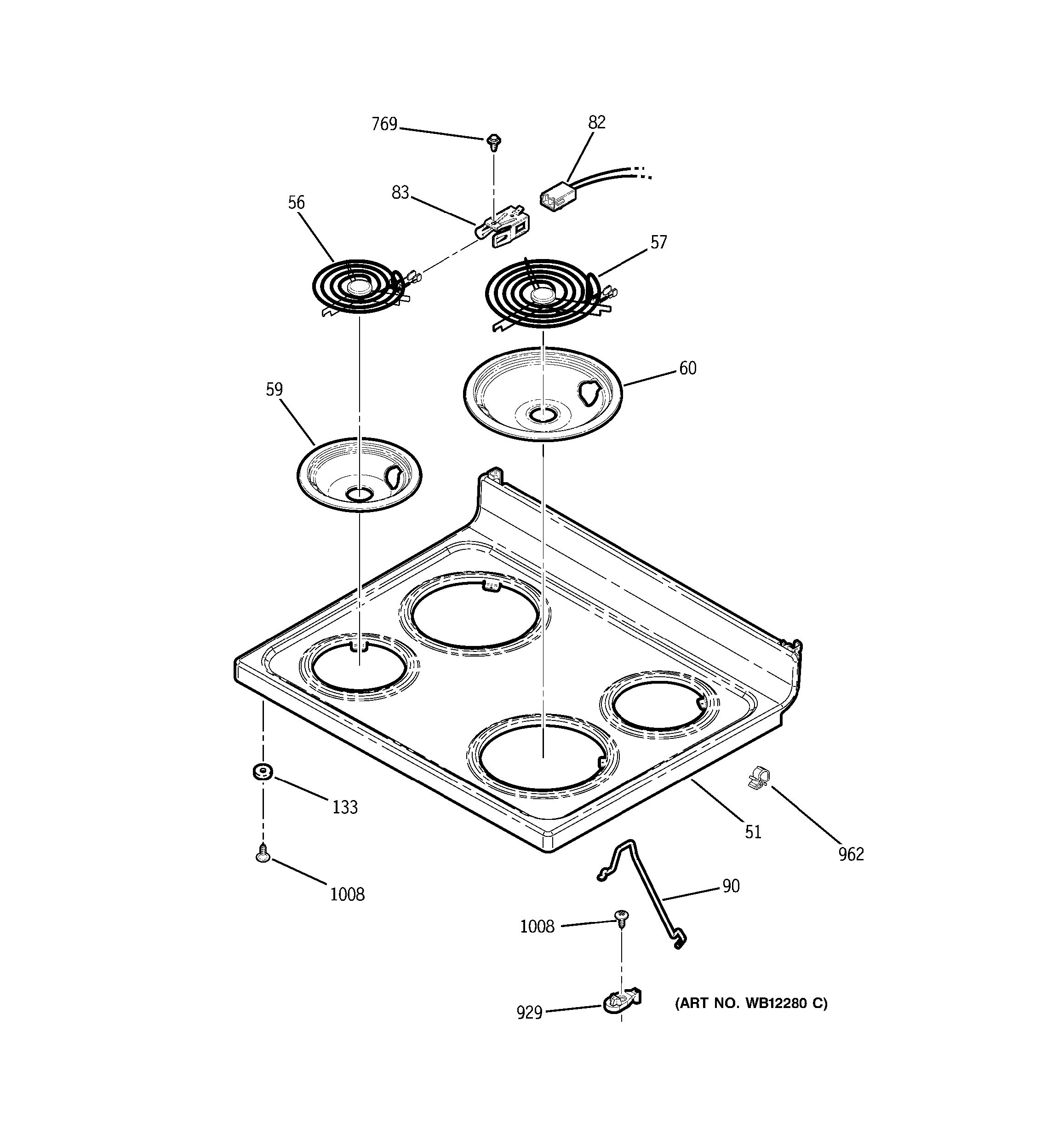 Assembly View for COOKTOP | JBP23DN1WW