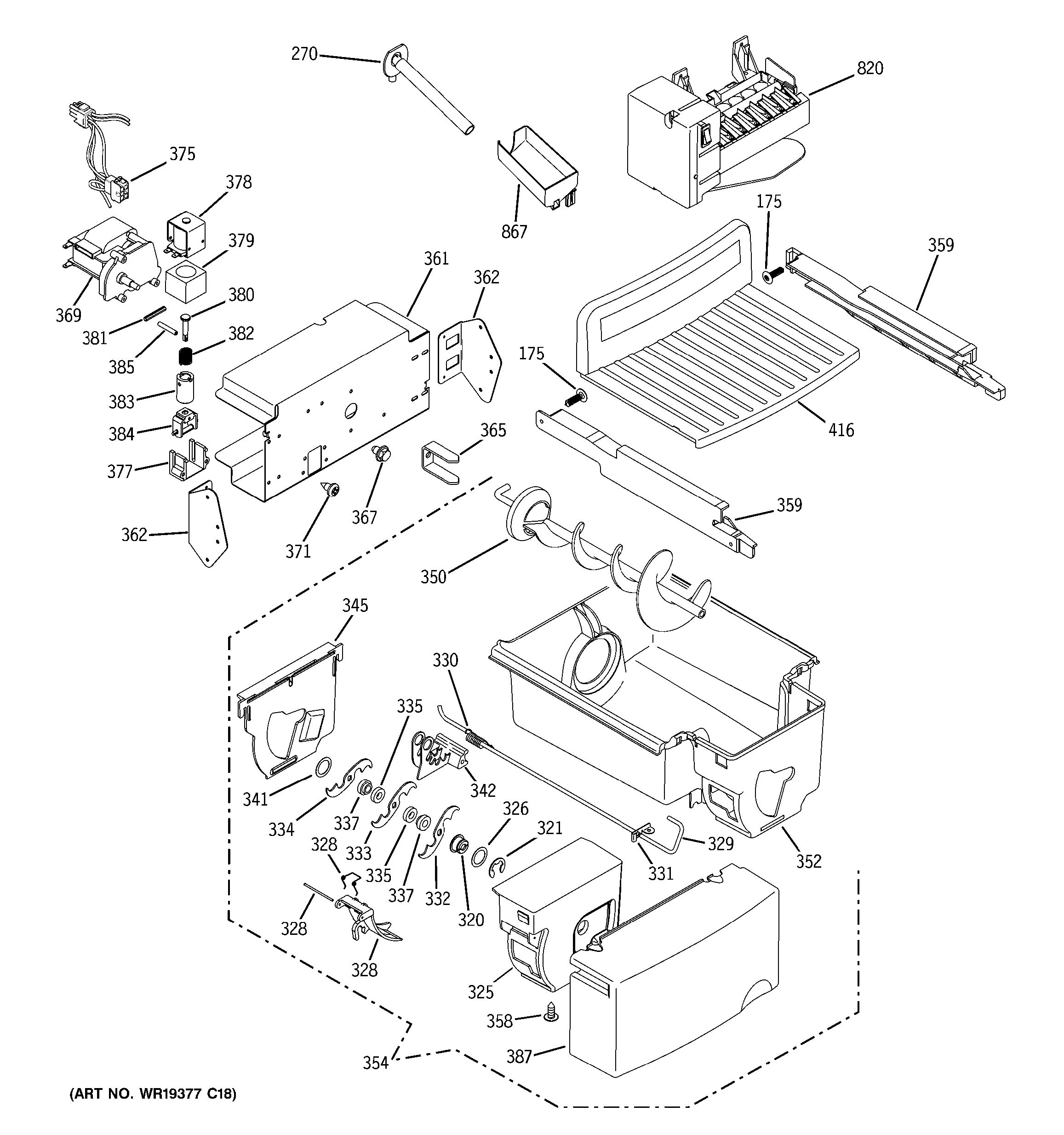 Assembly View for ICE MAKER & DISPENSER | GSS23WGTJBB