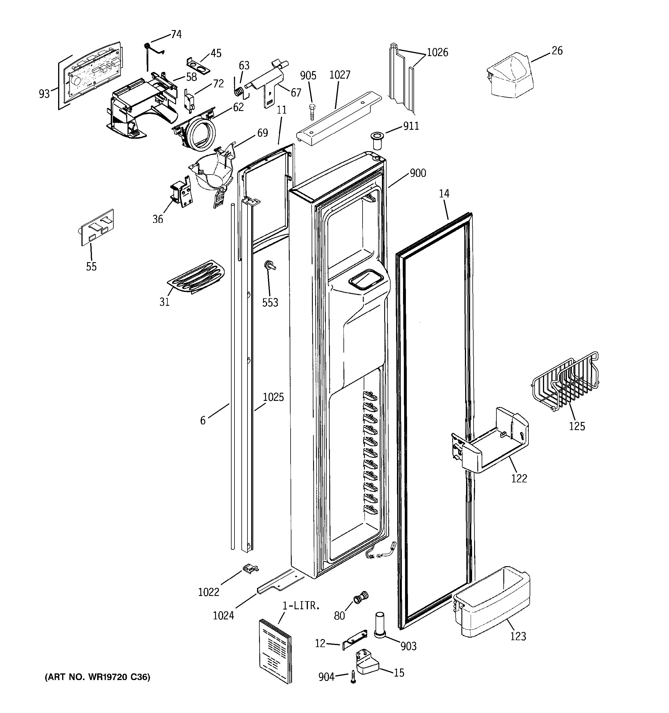 Assembly View for FREEZER DOOR | PSIC3RGXCFWV