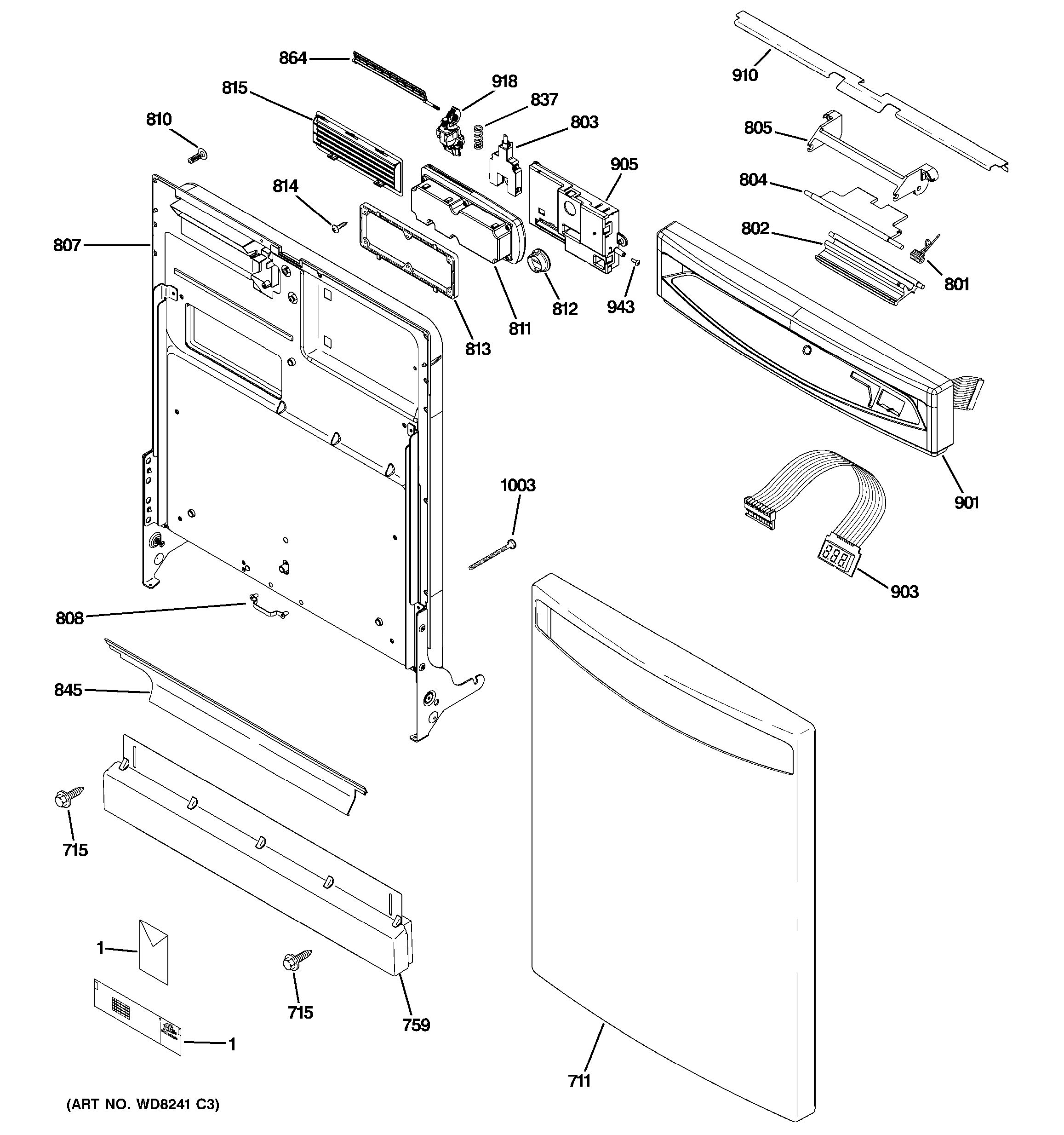 Assembly View for ESCUTCHEON & DOOR ASSEMBLY | PDW7800P00CC
