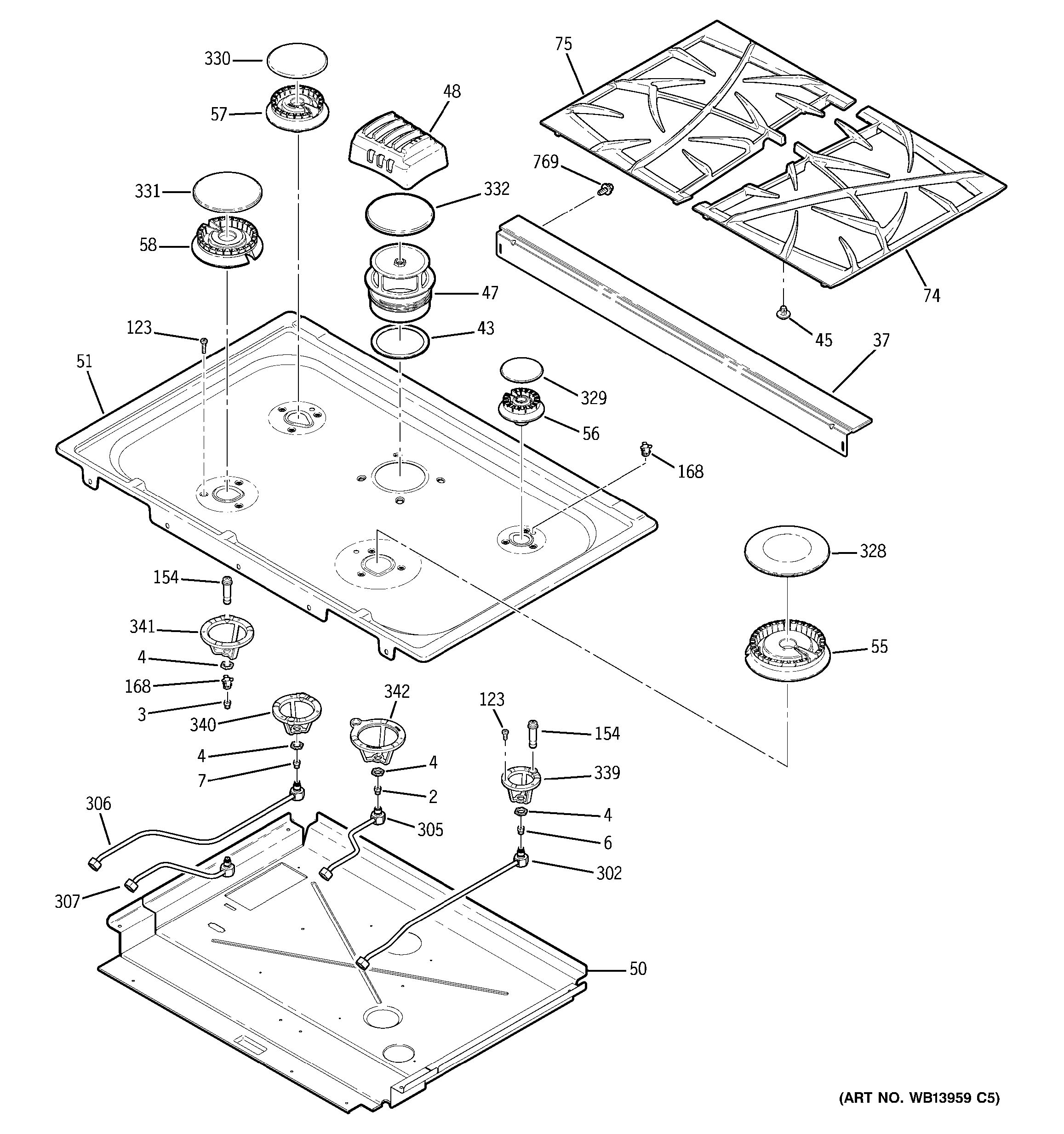 Assembly View for COOKTOP | PGS908SEM2SS