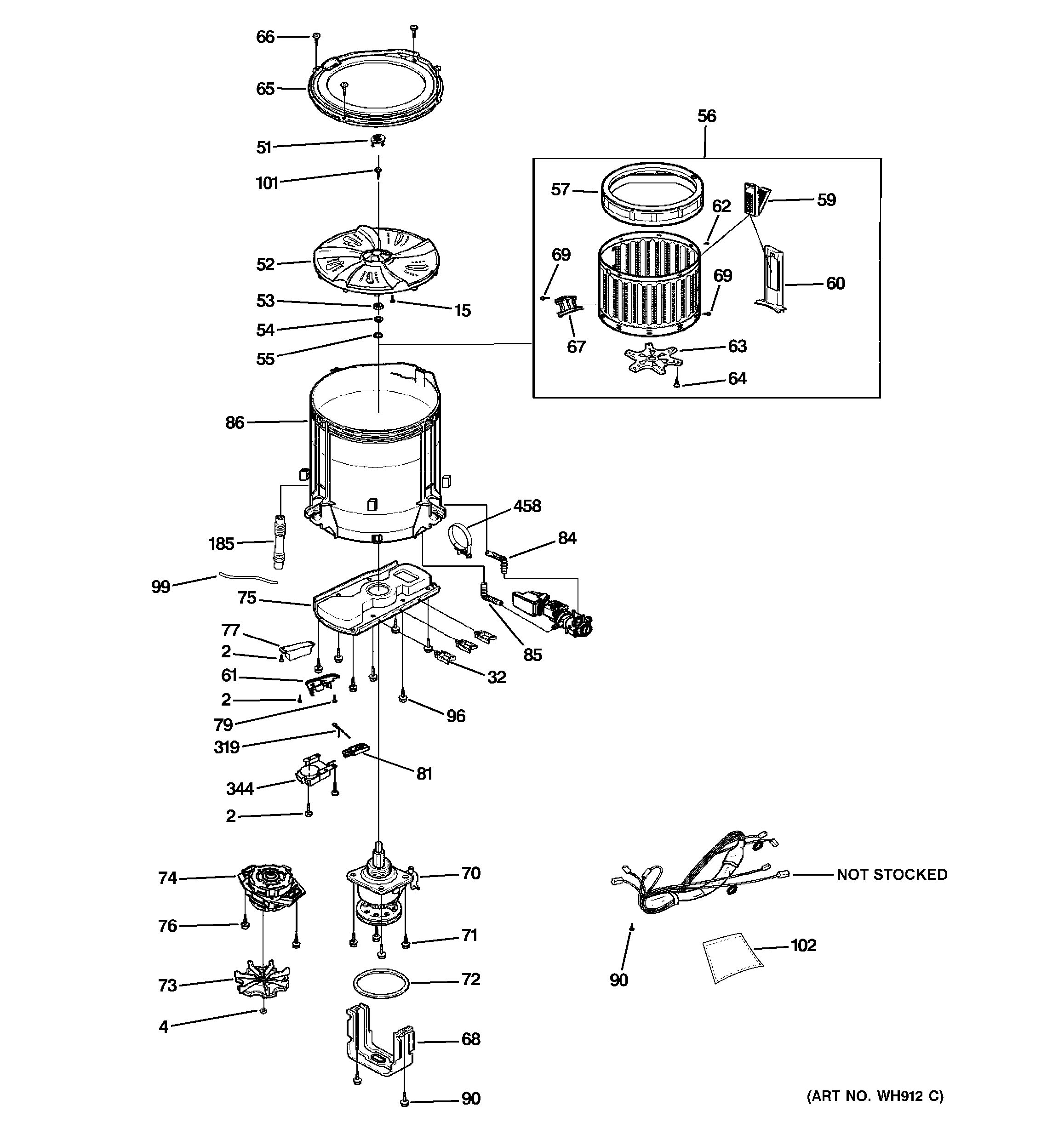 Assembly View for TUB, AGITATOR & DRIVE ASSEMBLY | WSLS1500J0WW