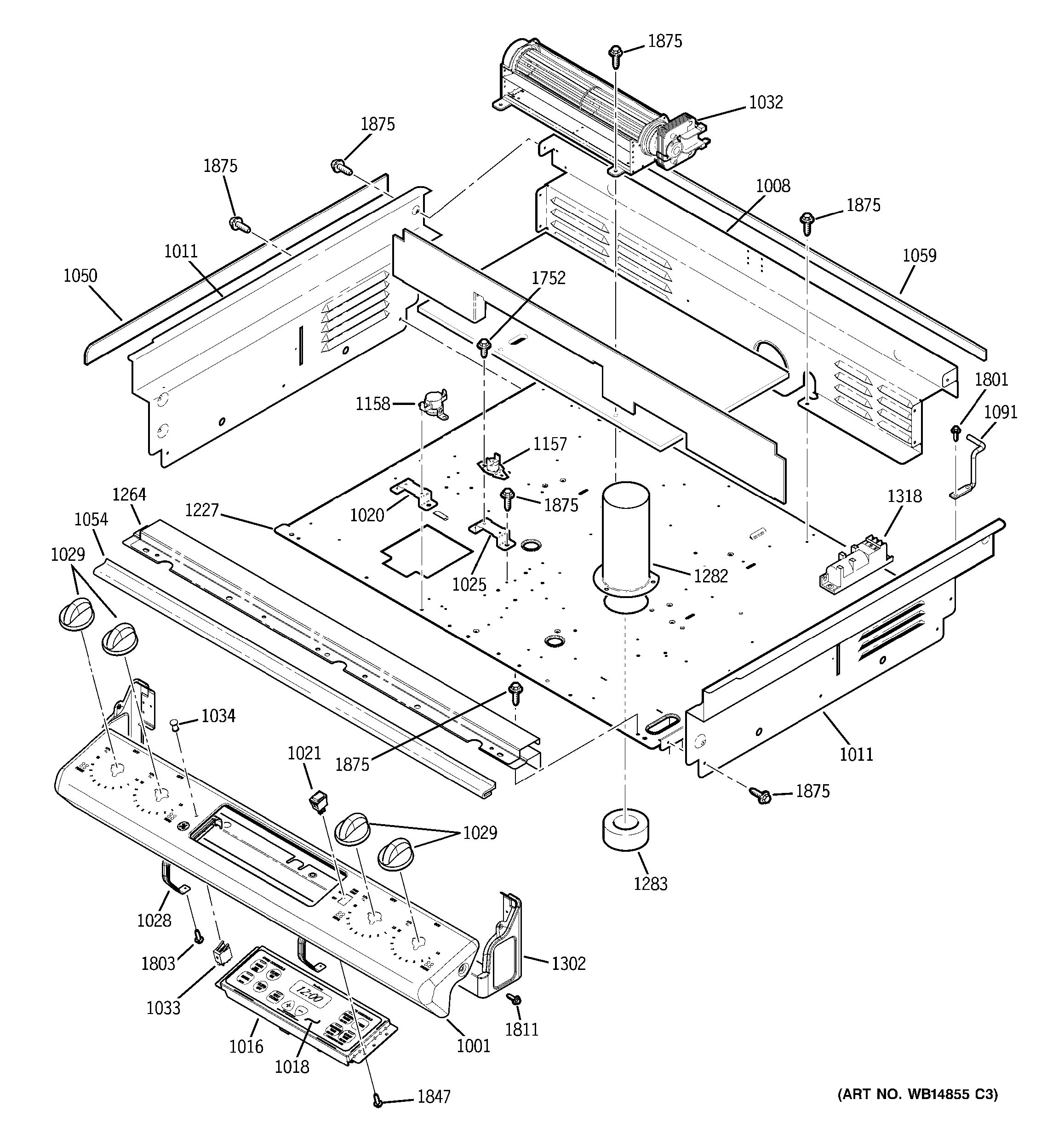 Assembly View for CONTROL PANEL & COOLING FAN | JGSP28DEN1BB