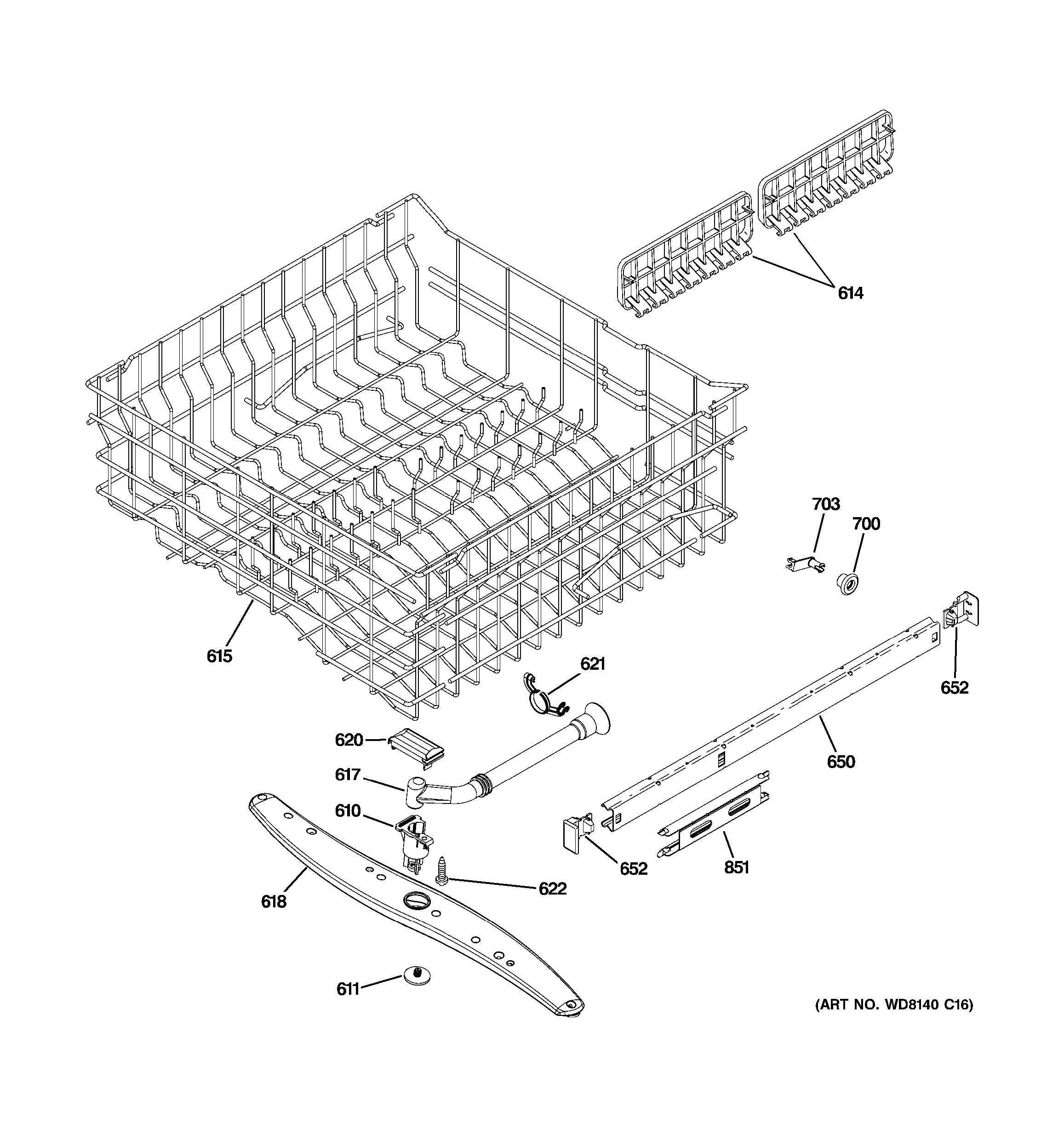 Assembly View for UPPER RACK ASSEMBLY | GDWF160R10SS