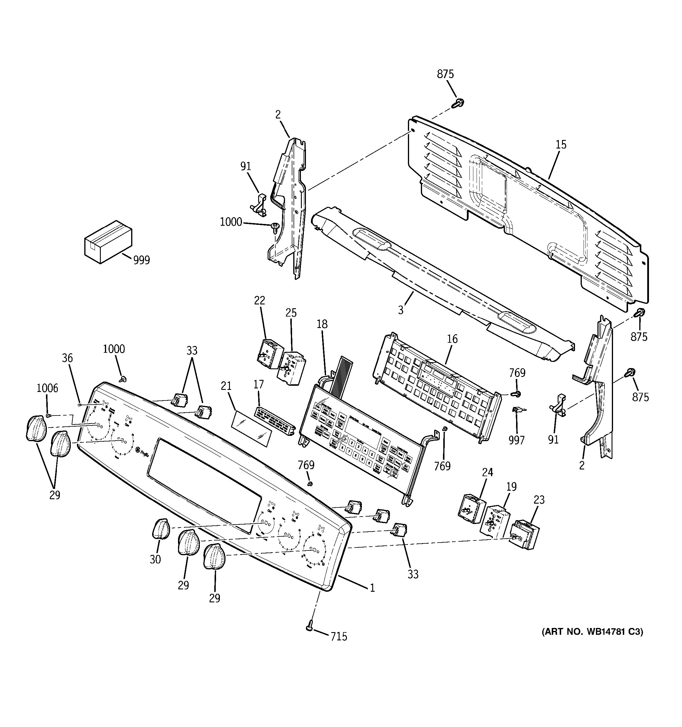 Assembly View for CONTROL PANEL | PB975DP3BB