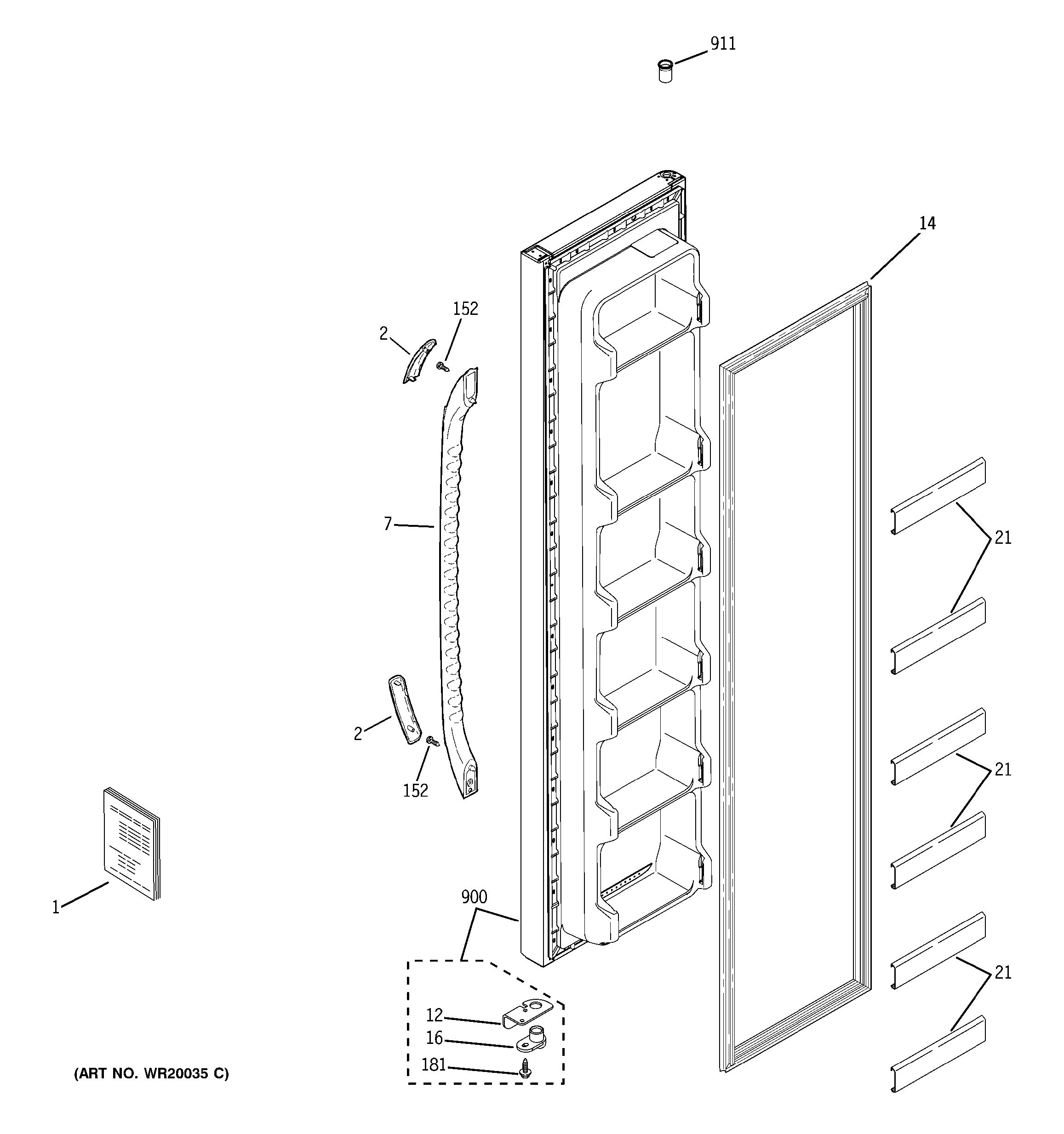 Assembly View for FREEZER DOOR | GSHS5KGXECSS