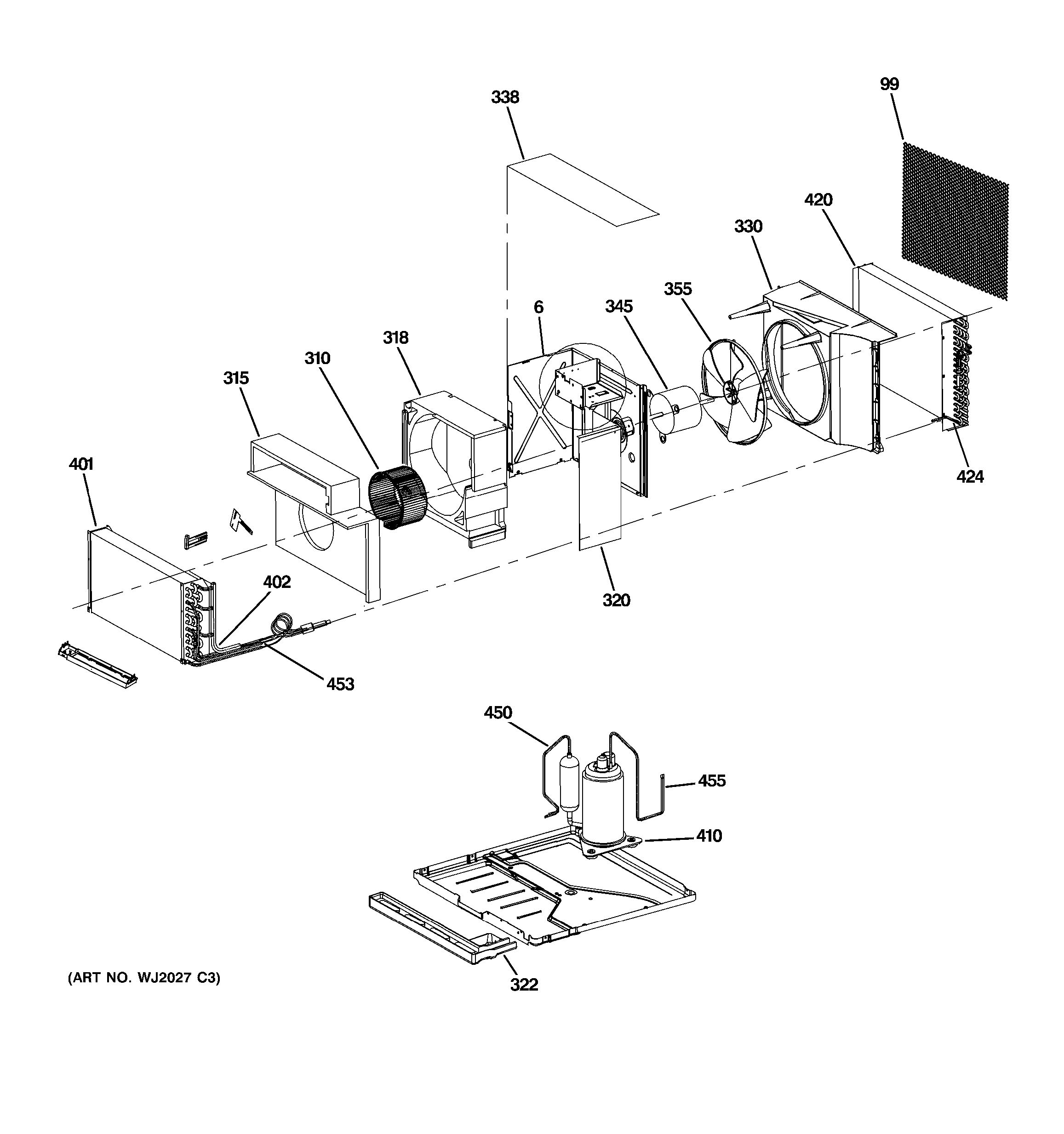 Assembly View for BASE PAN & UNIT PARTS | AHH24DQH1